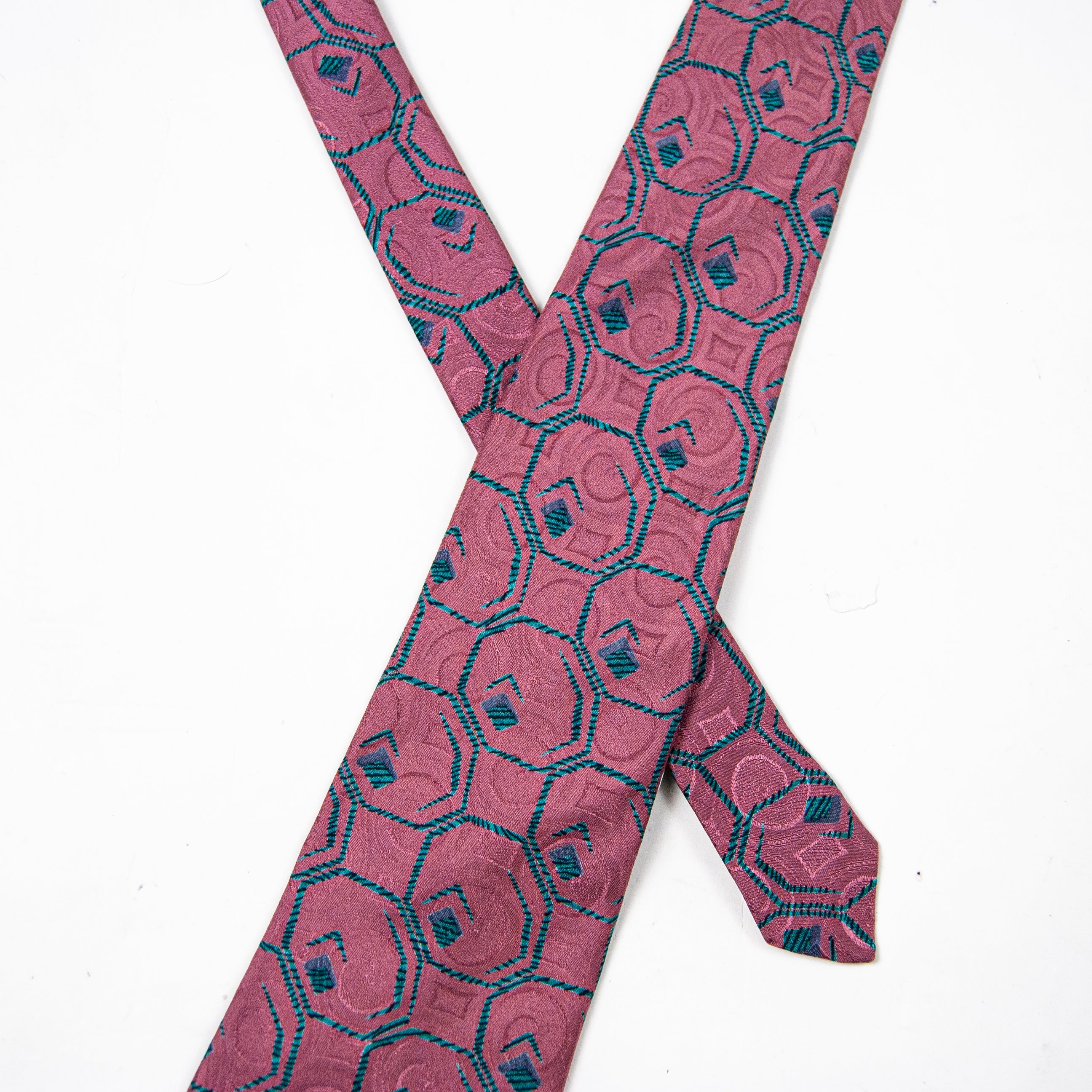 Vintage 90s Pink Silk Abstract Geometric Tie By Fashion Bar | Shop ...