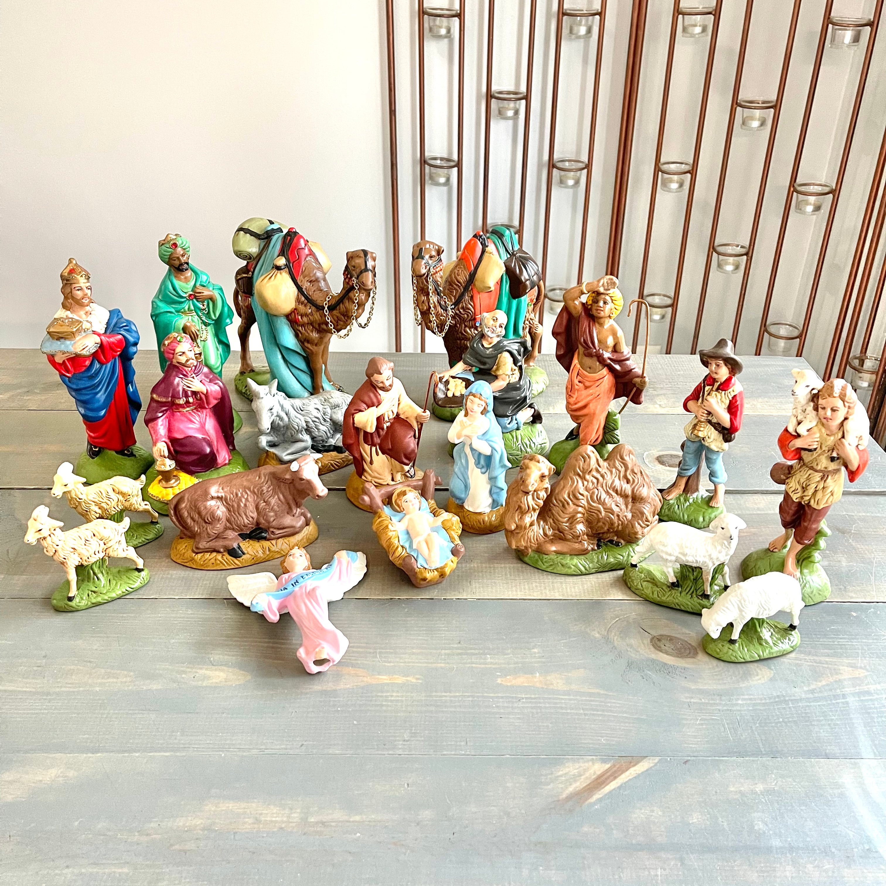 Vintage Hand Painted Ceramic Christmas Nativity Set By Atlantic Mold ...