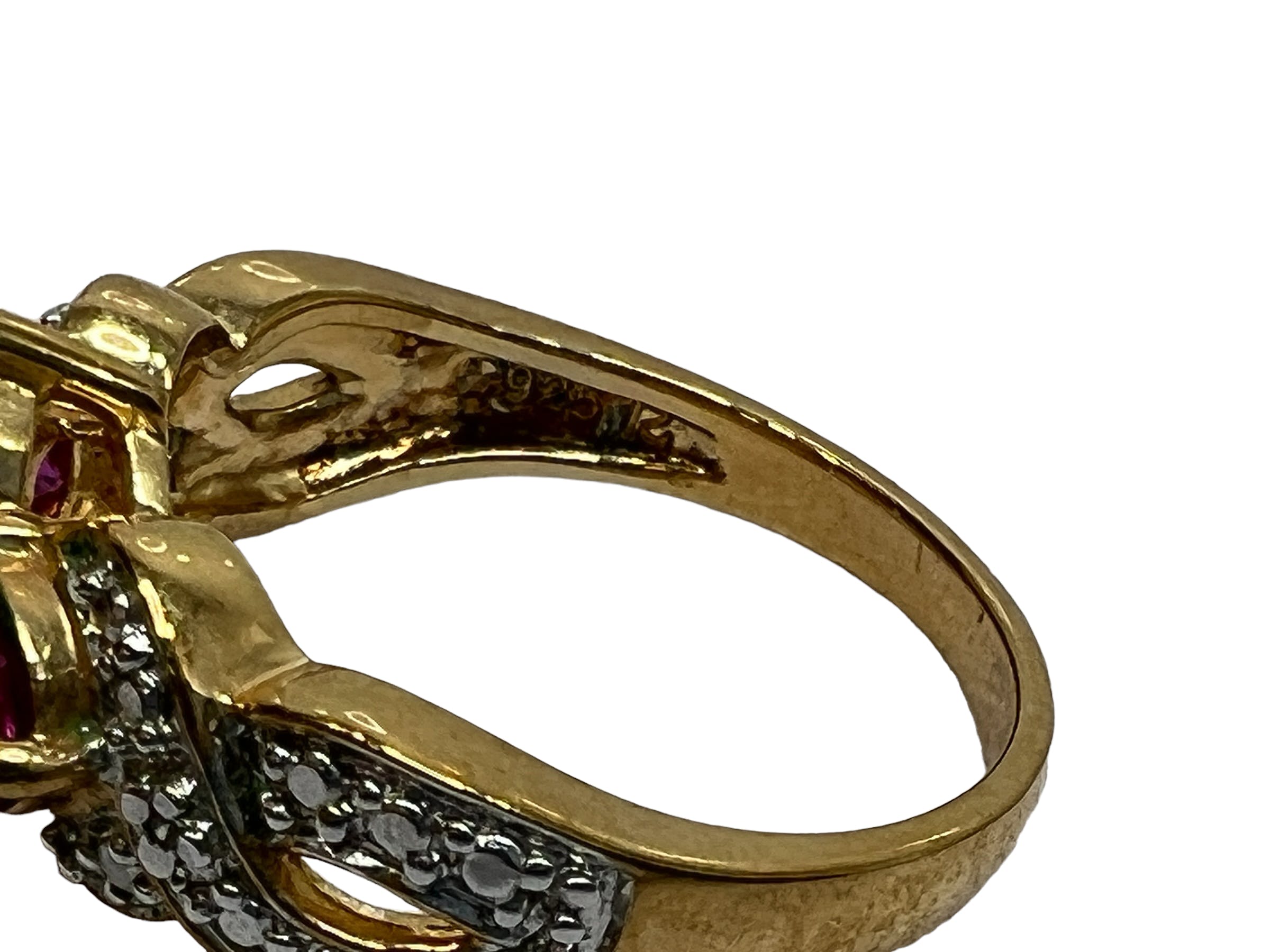 Vintage 80s Cluster Ring Gold Vermeil Sterling Pink Czs Sz 9 By Ross ...