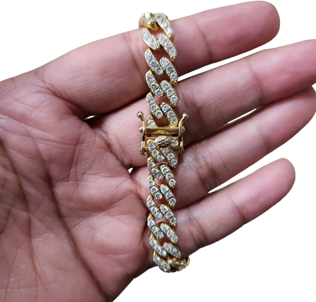 90s Vintage Gold Toned Bling Cuban Link Bracelet | Shop THRILLING
