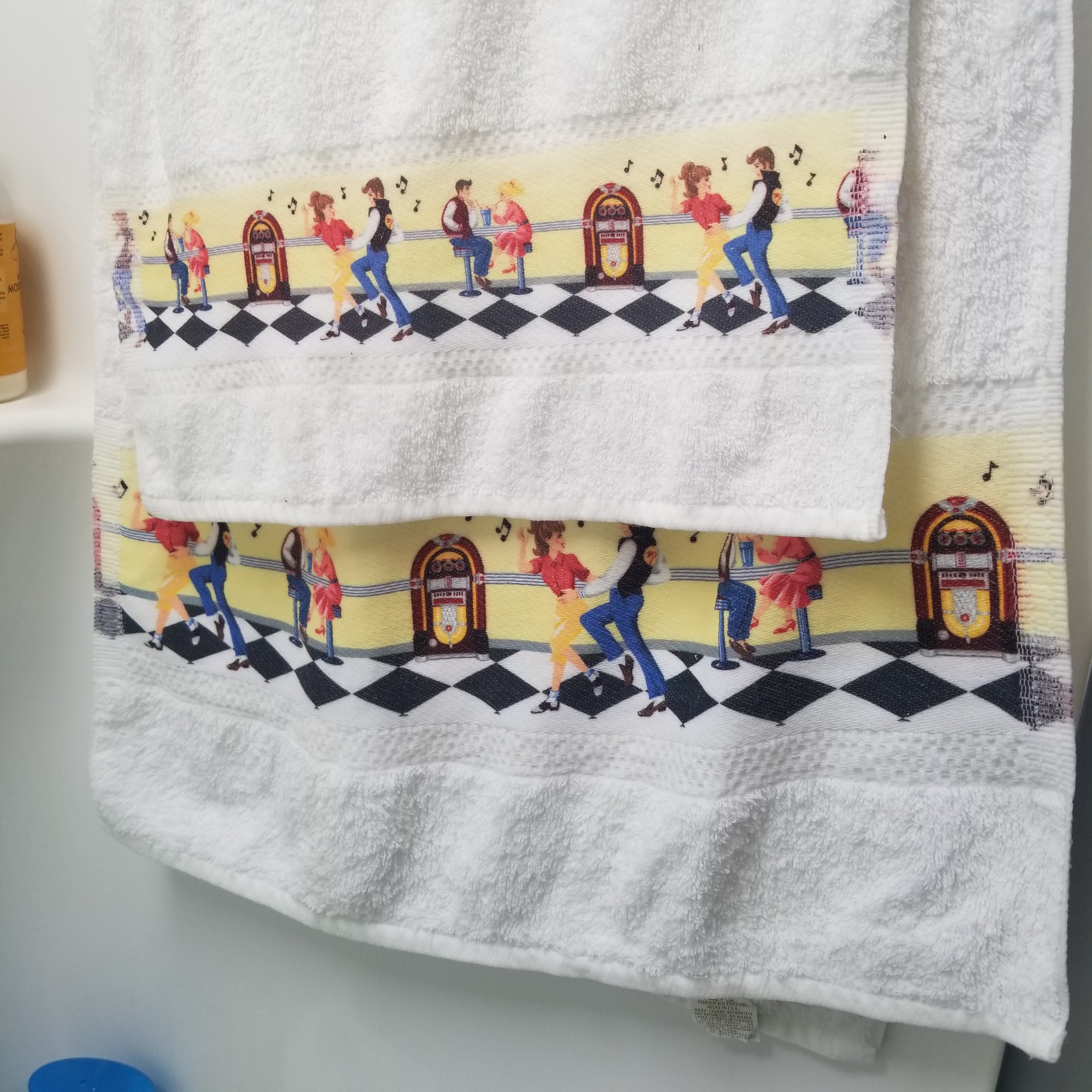 Vintage 80s 1888 Mills 50s Diner Themed 3pc Set Towels By 1888 Mills ...