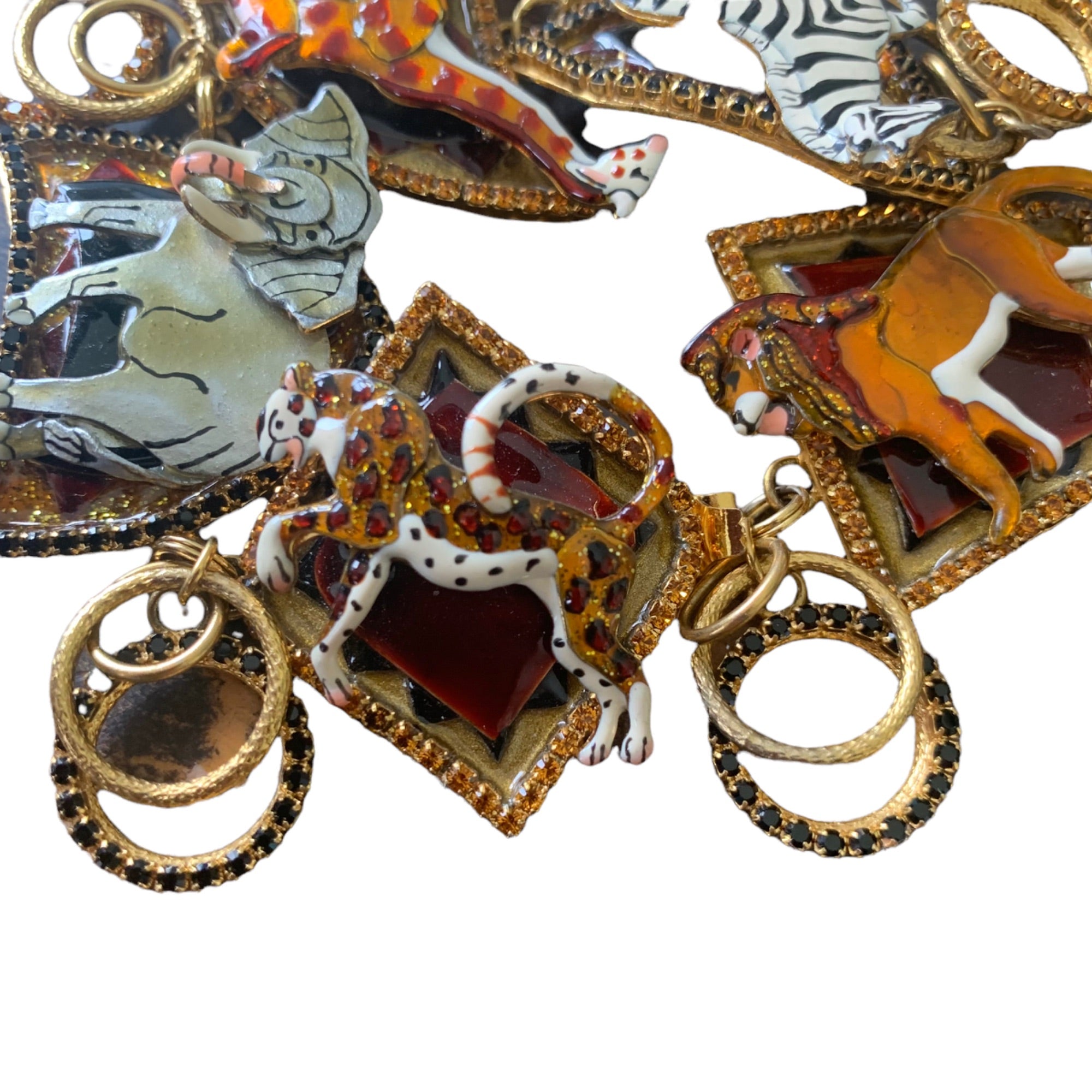 Vintage Lunch At The Ritz Enamel Safari Animals Bracelet By Lunch At ...