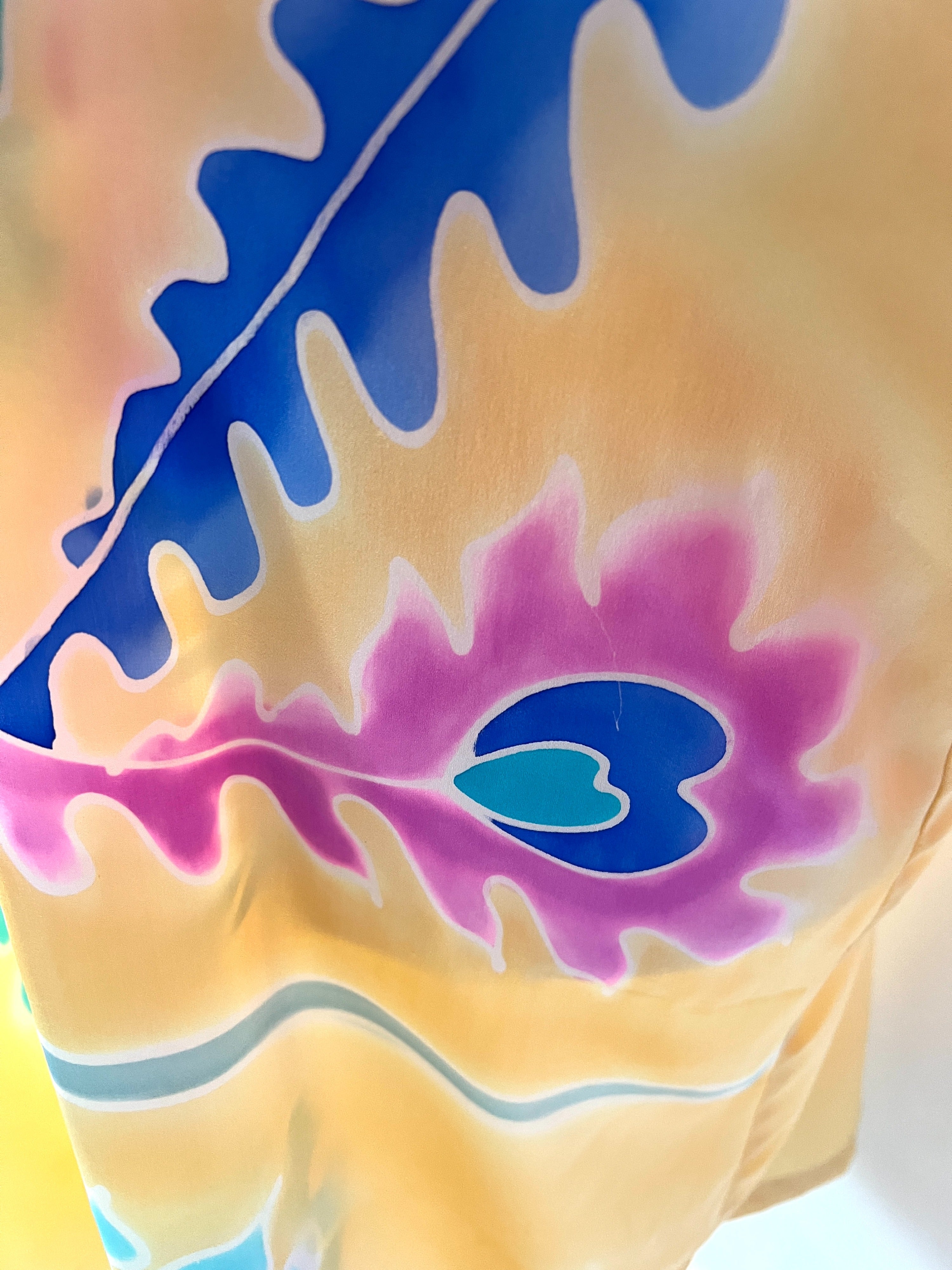 Vintage 80s Yellow Silk Robe with Bird Print | Shop THRILLING