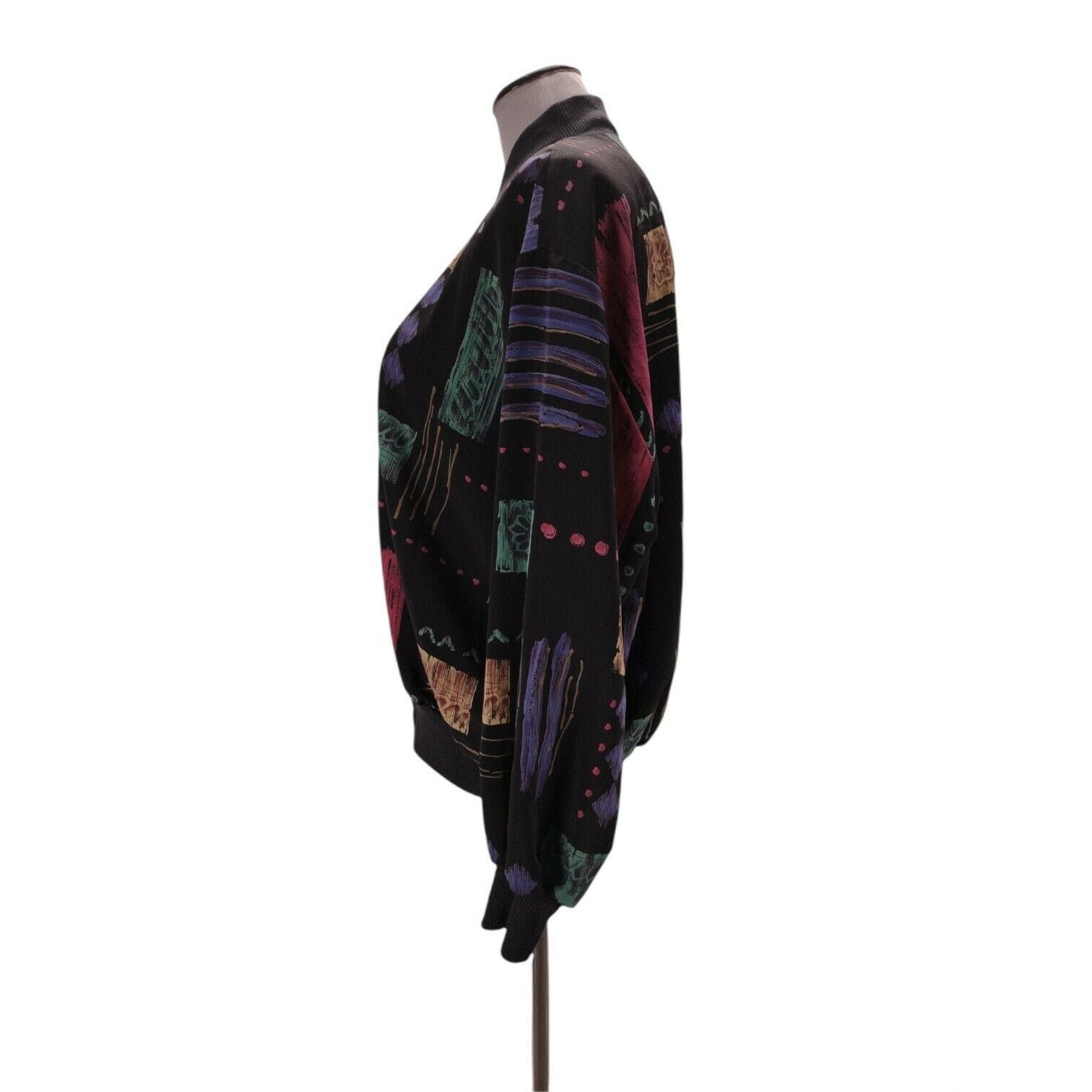 Vintage 90s/80s Black Geometric Oversized Bomber Jacket By Caliche ...