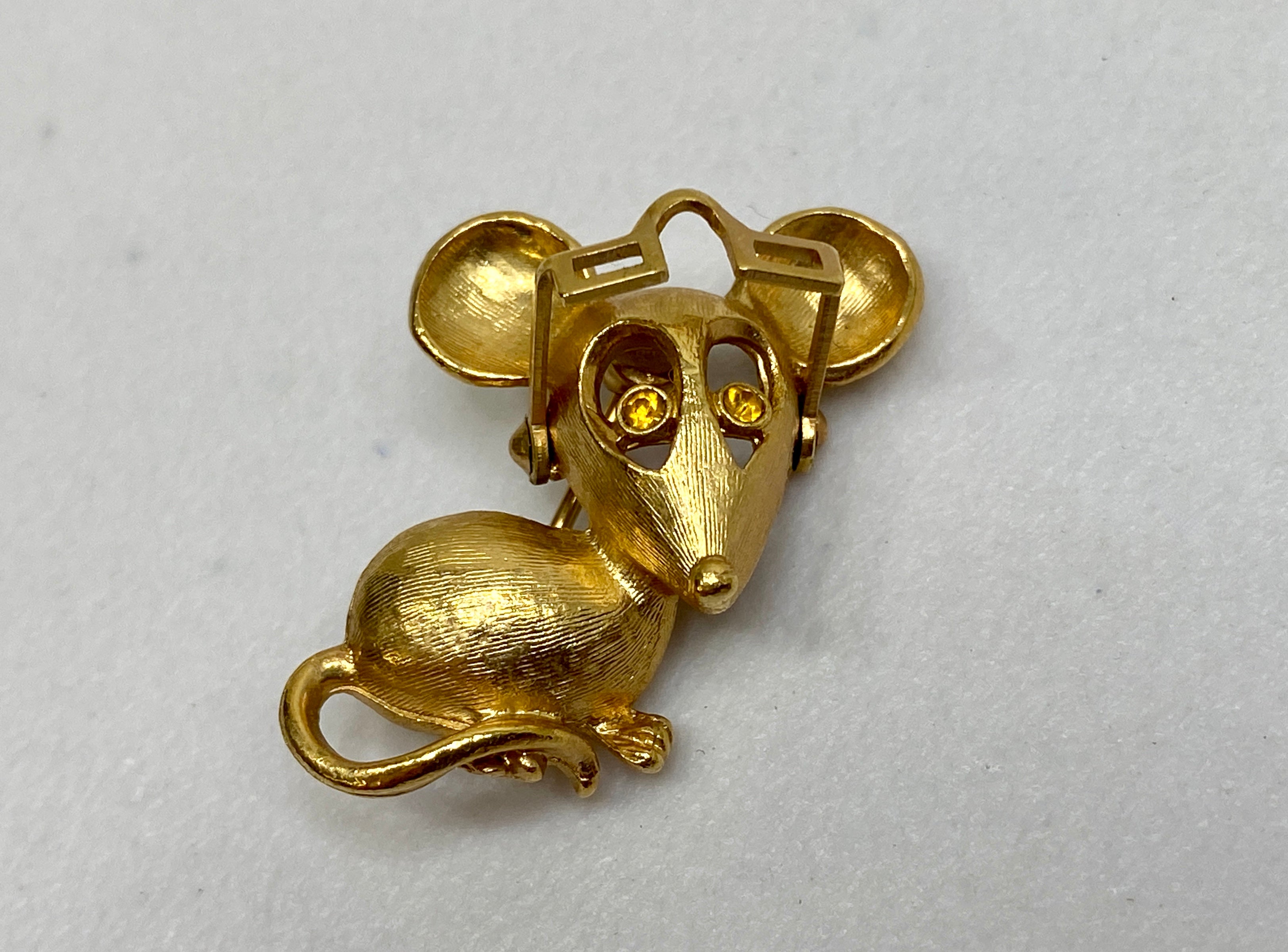 Vintage 70s Set 2 Brooches Gold Tone Pins 1 Cat 1 Avon Mouse | Shop ...