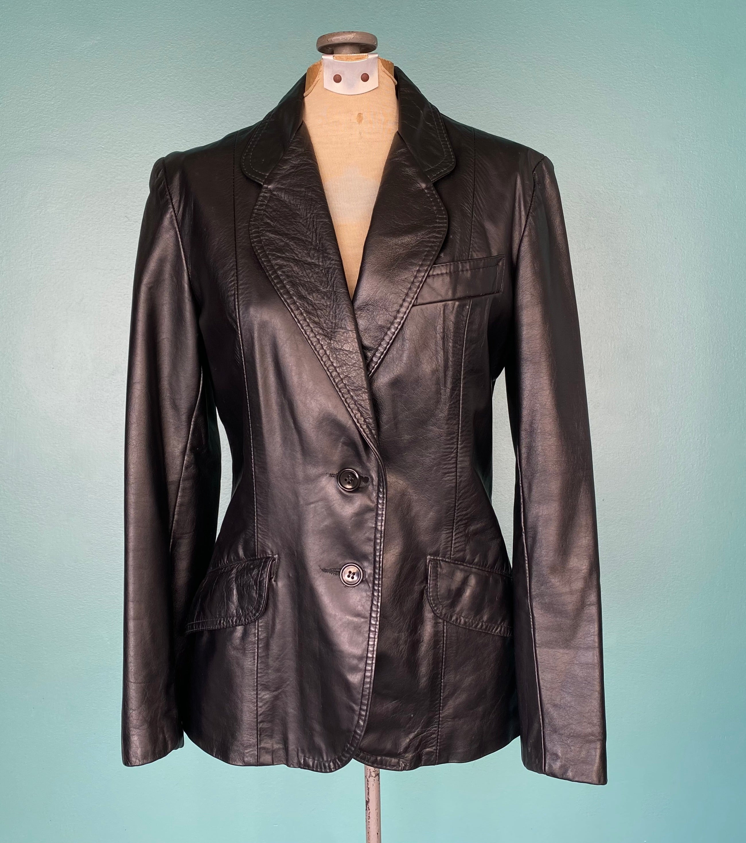 Vintage 80s Leather Blazer 80s Womens Black Leather Blazer By Avant ...