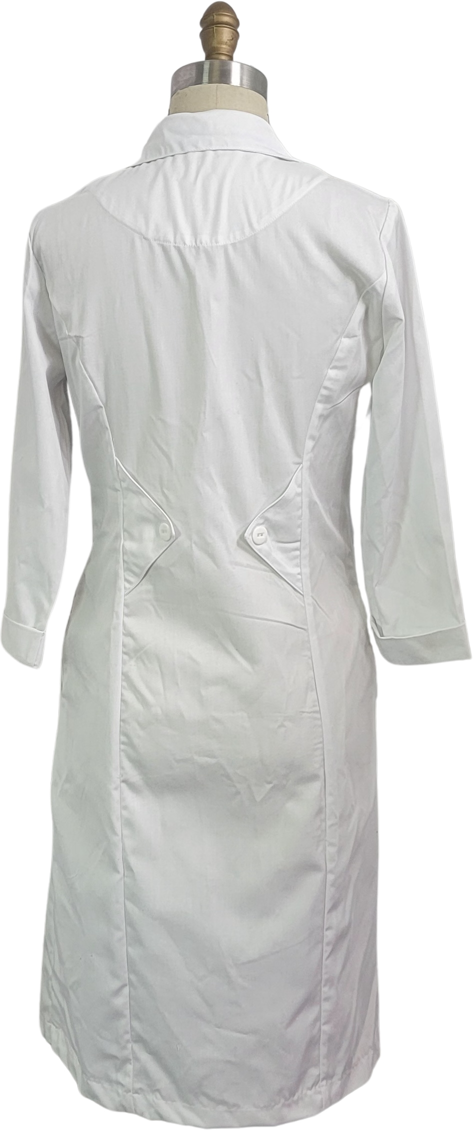 Vintage 70s/80s White Button Nurse Uniform Dress Cross Embroidery ...