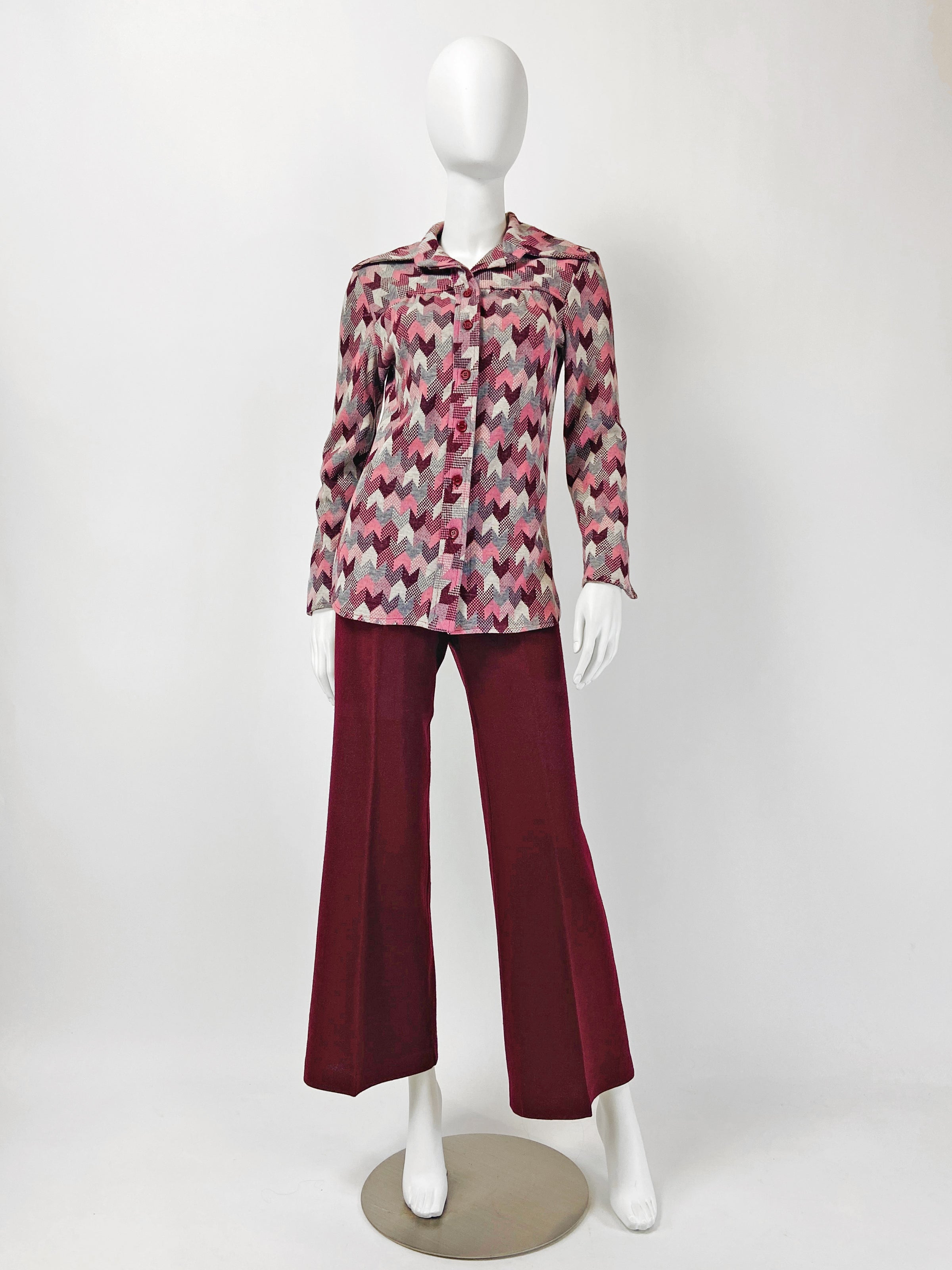 Vintage 70s Mod Bell Bottom Pantsuit Pants And Top Set O159 By Russ ...