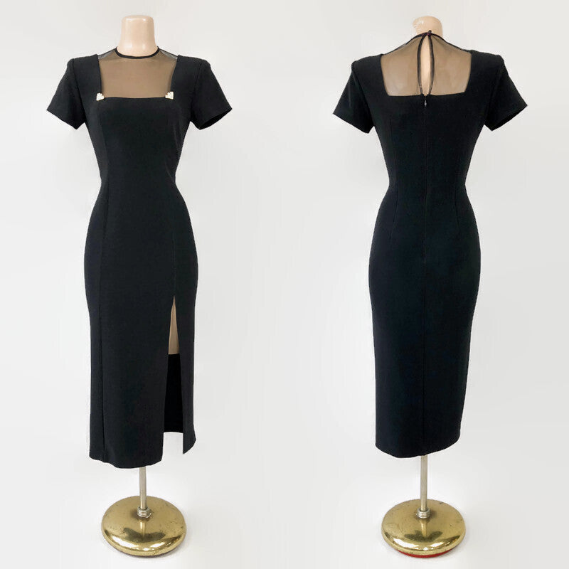 90s Vintage Illusion Neckline Sexy Bombshell Dress | Shop THRILLING