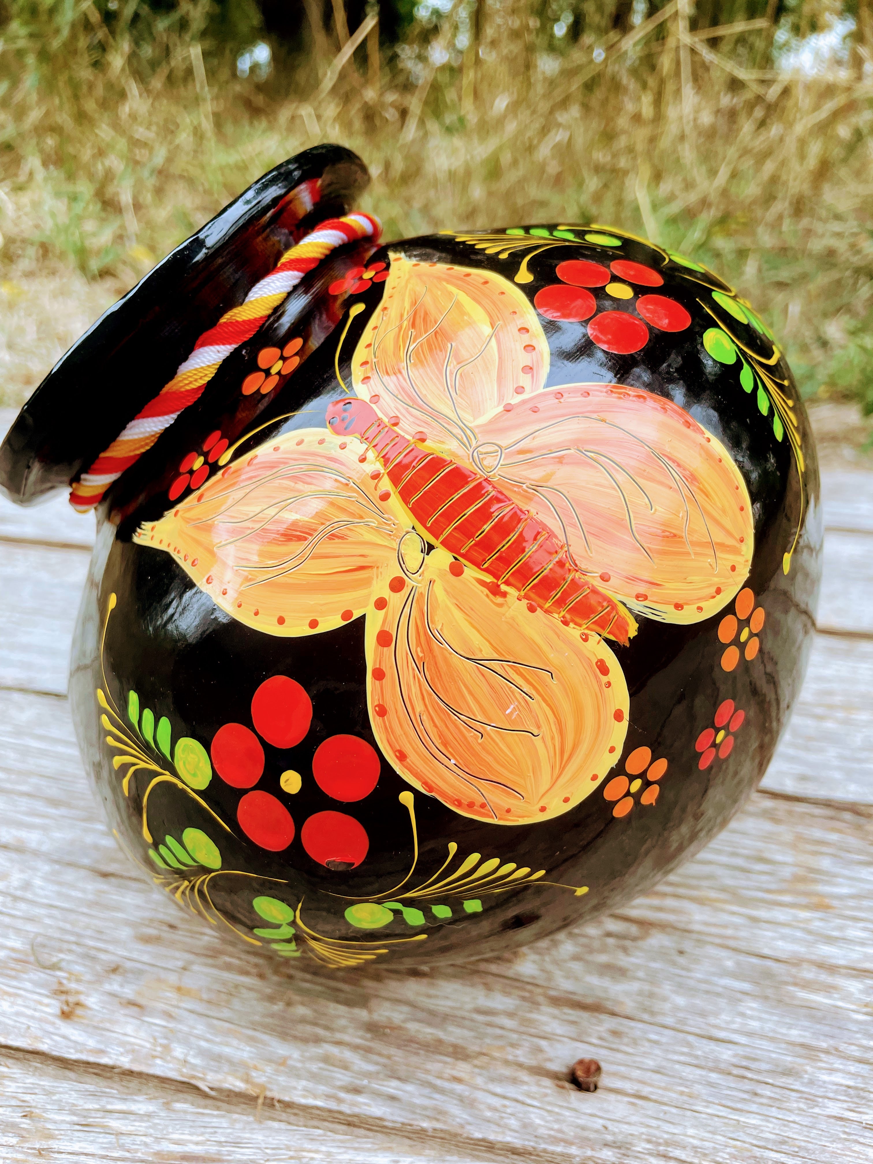 Vintage 60s Tilting Jug Pot Planter Hand Painted Butterfly | Shop THRILLING