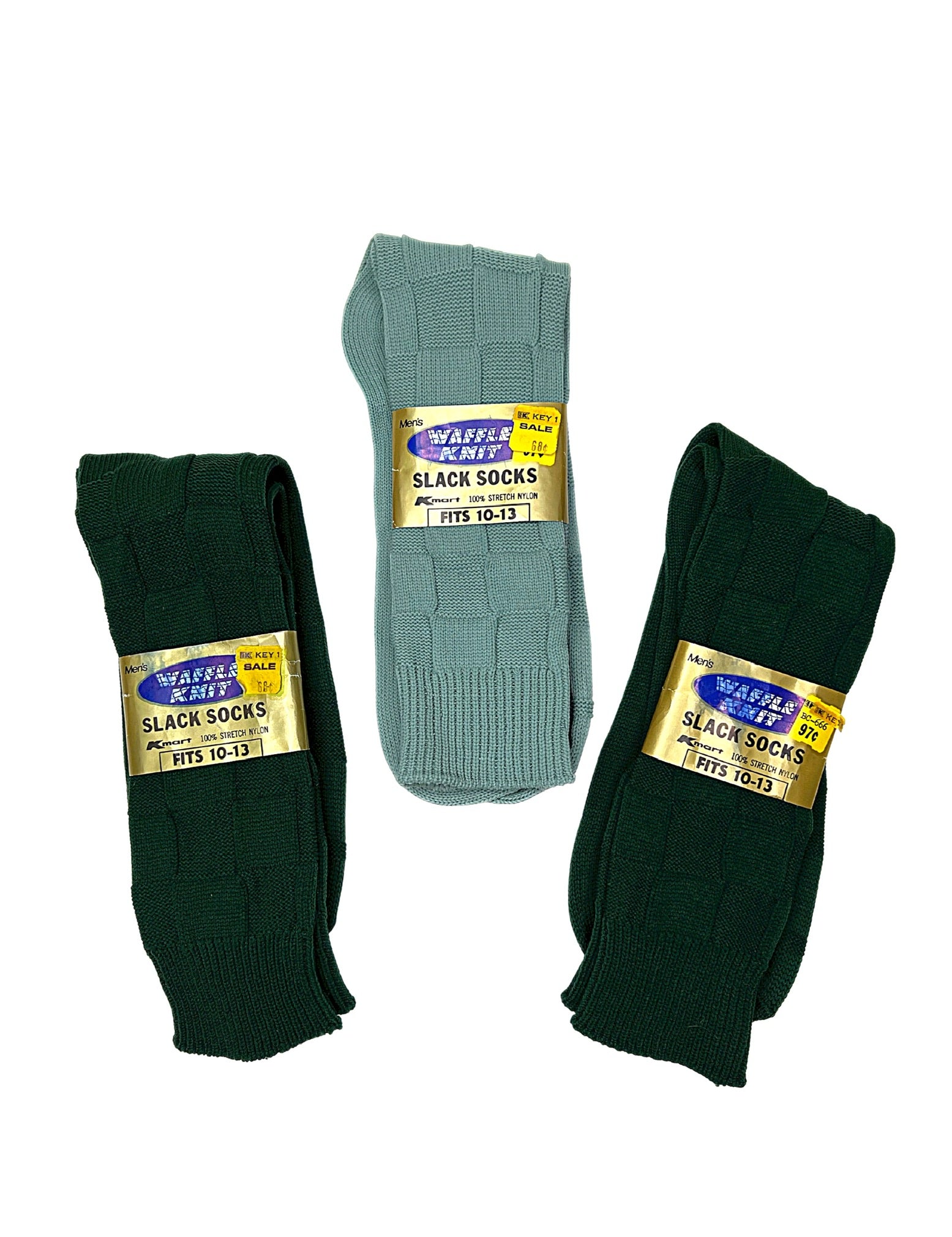 Vintage 50s/60s Waffle Knit Dress Socks Sage And Dark Green By Kmart ...