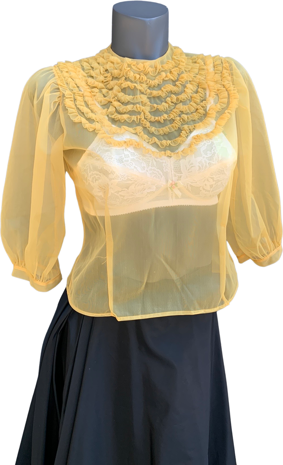 Vintage 40s/50s Gold Sheer Nylon Rockabilly Blouse | Shop THRILLING