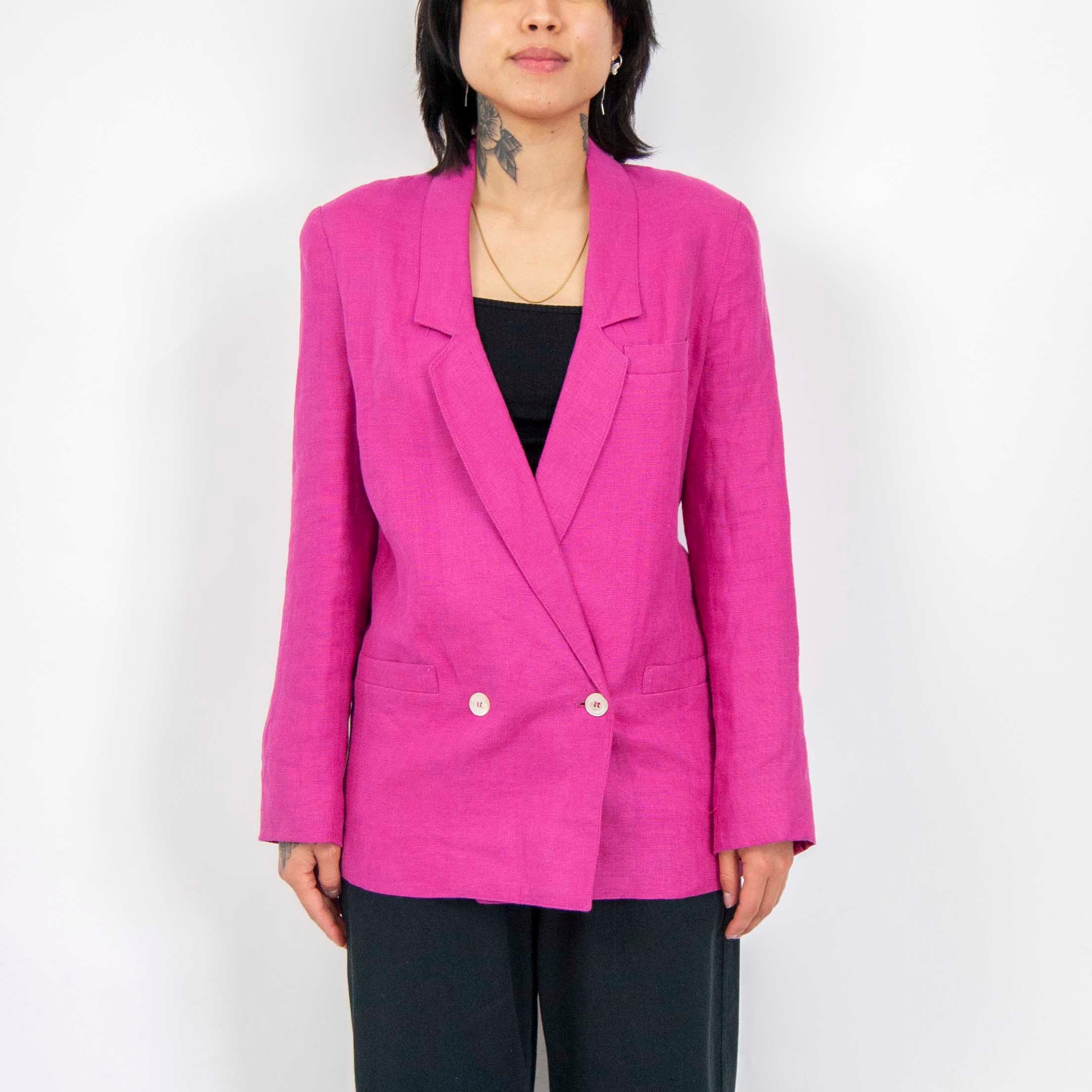 Vintage 90s Hot Pink Linen Double Breasted Blazer By James River ...