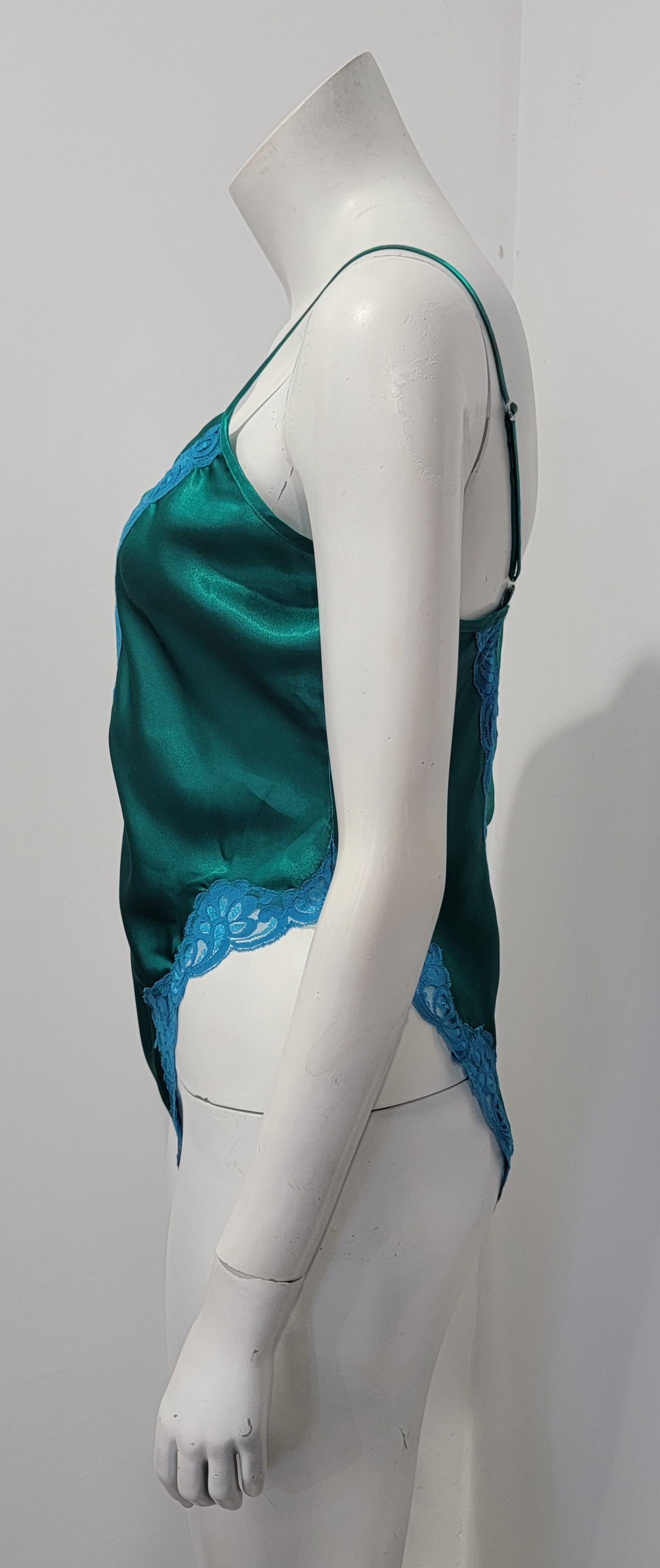 Vintage 80s Blue And Emerald Green V Mesh Lace Teddy Lounger | Shop ...