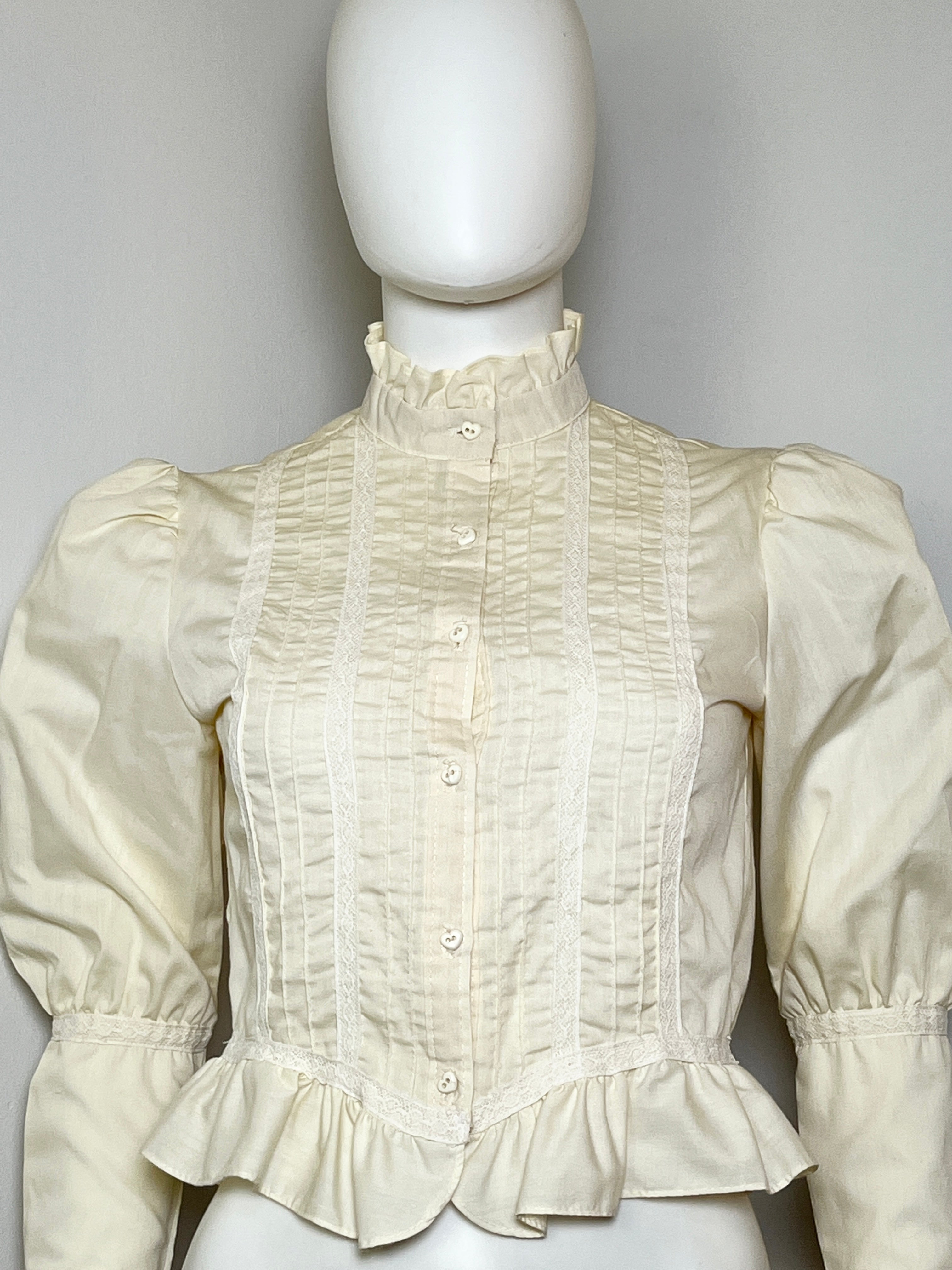 Vintage 80s Natural Ivory Prarie Blouse With Dramatic Sleeves | Shop ...