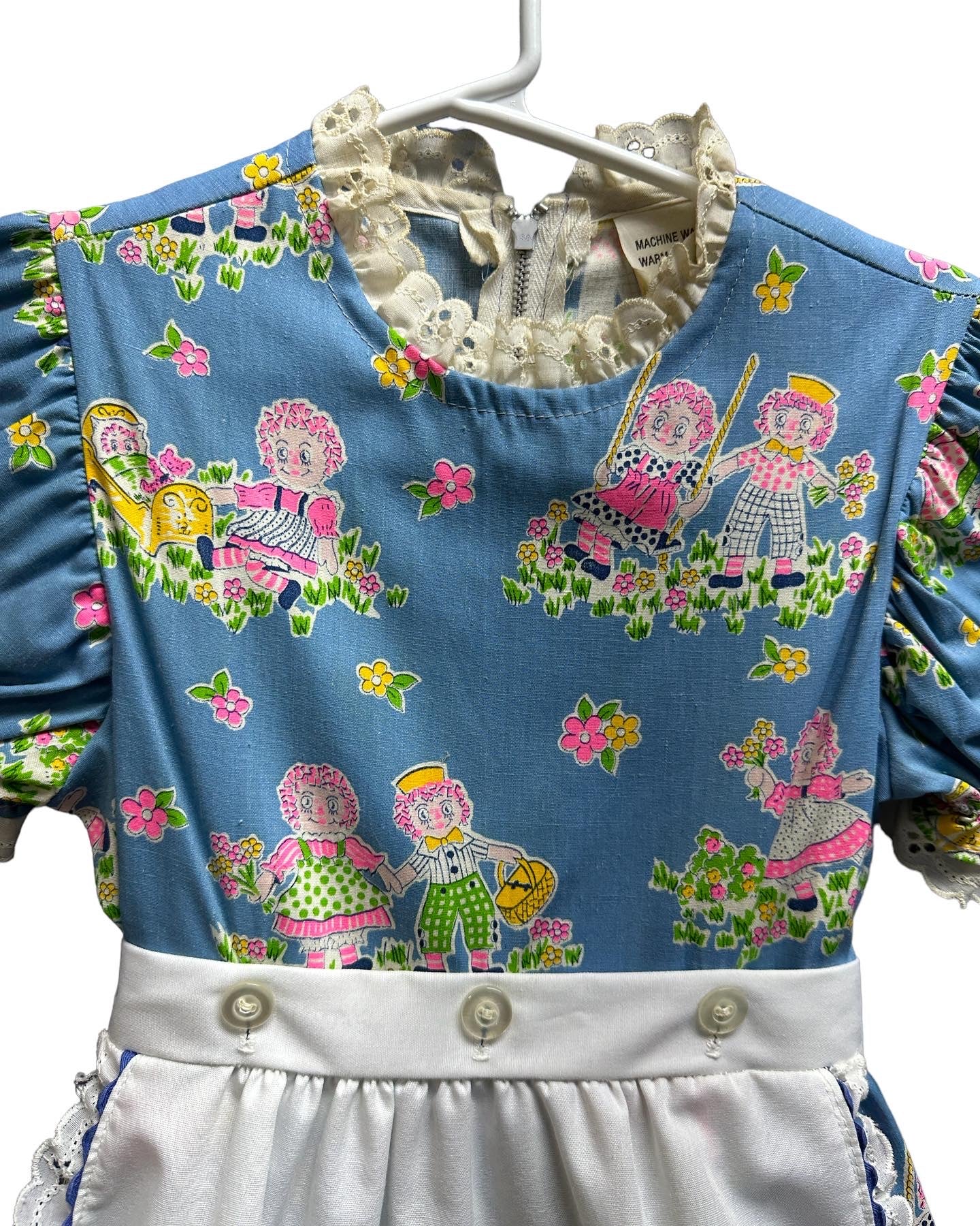 Vintage 70s/80s Raggedy Ann And Andy Print Dress With Apron Size 6 By ...