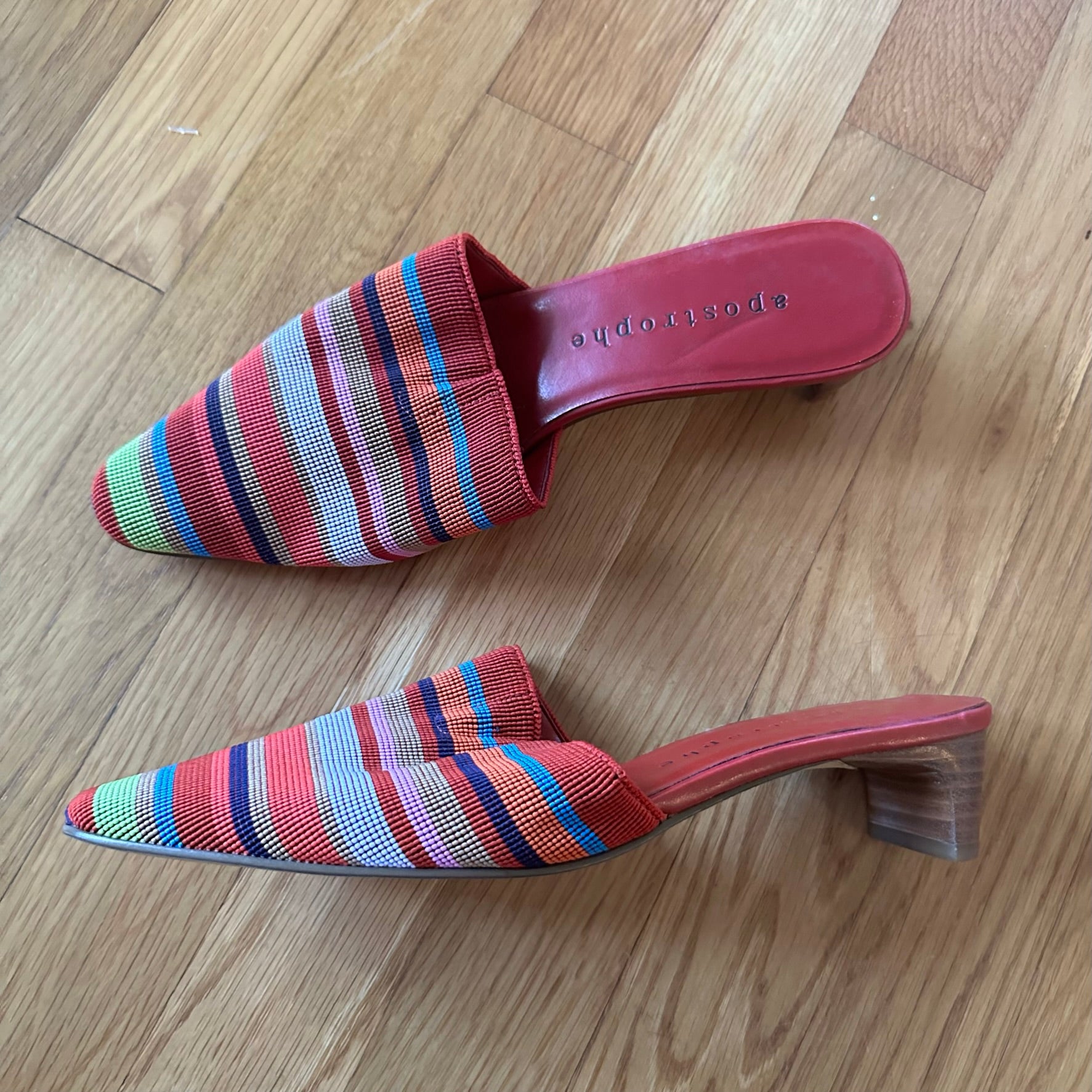 Vintage 00s Rainbow Stripes Stacked Heel Mules | Shop THRILLING