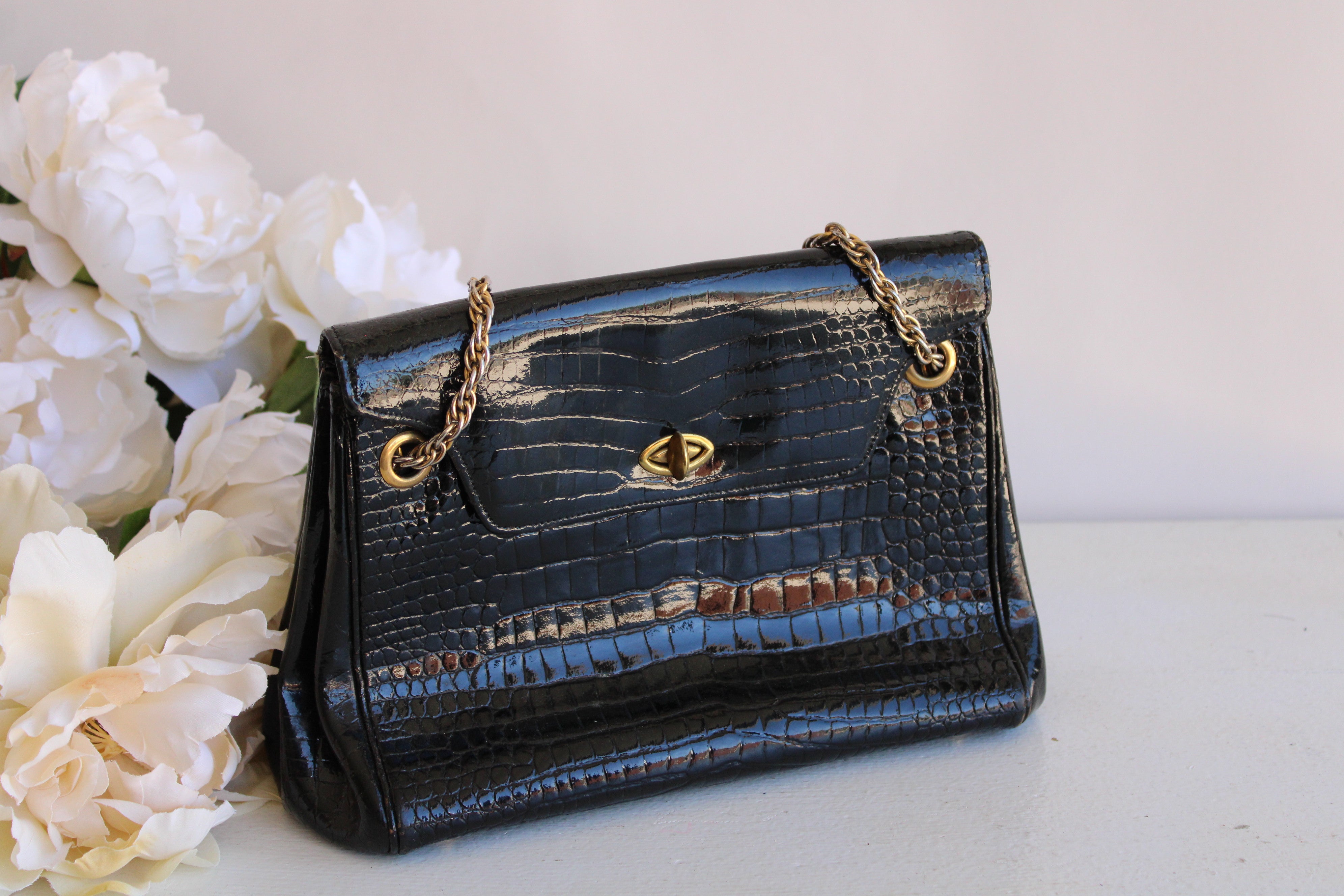 Vintage 50s/60s Black Patent Leather Handbag By Koret | Shop THRILLING