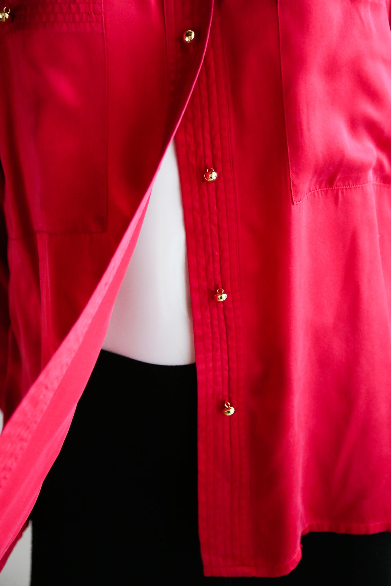 Vintage 80s/90s Raspberry Red Silk Button Down Blouse | Shop THRILLING