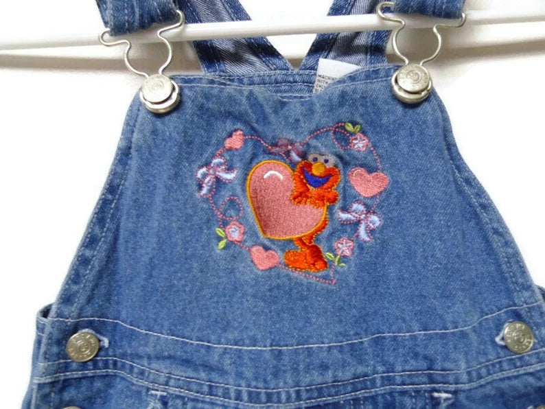 Vintage 90s Elmo Embroidered Denim Overall By Sesame Street | Shop ...
