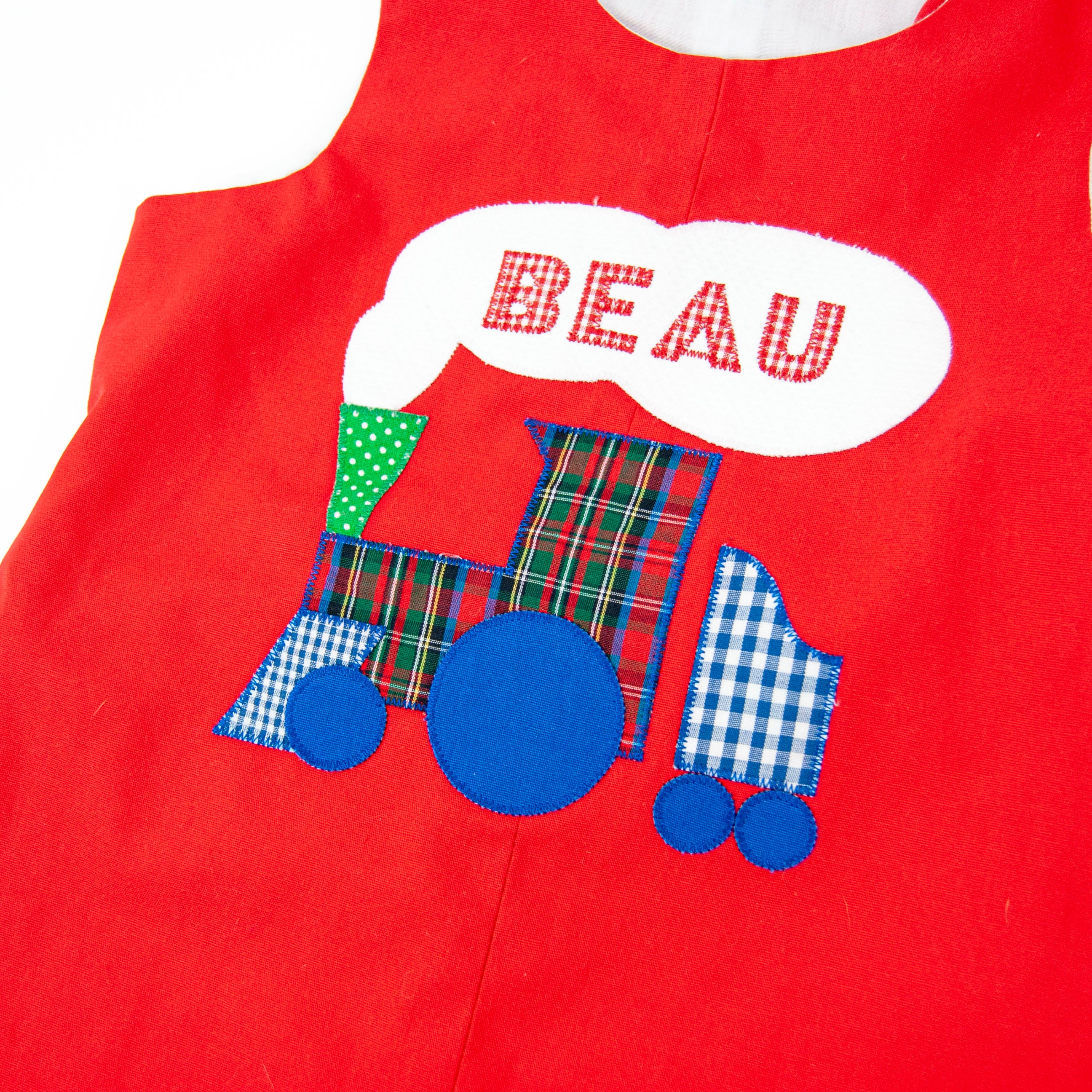 Vintage 80s Handmade Beau Red Train Onesie / 3/4 | Shop THRILLING