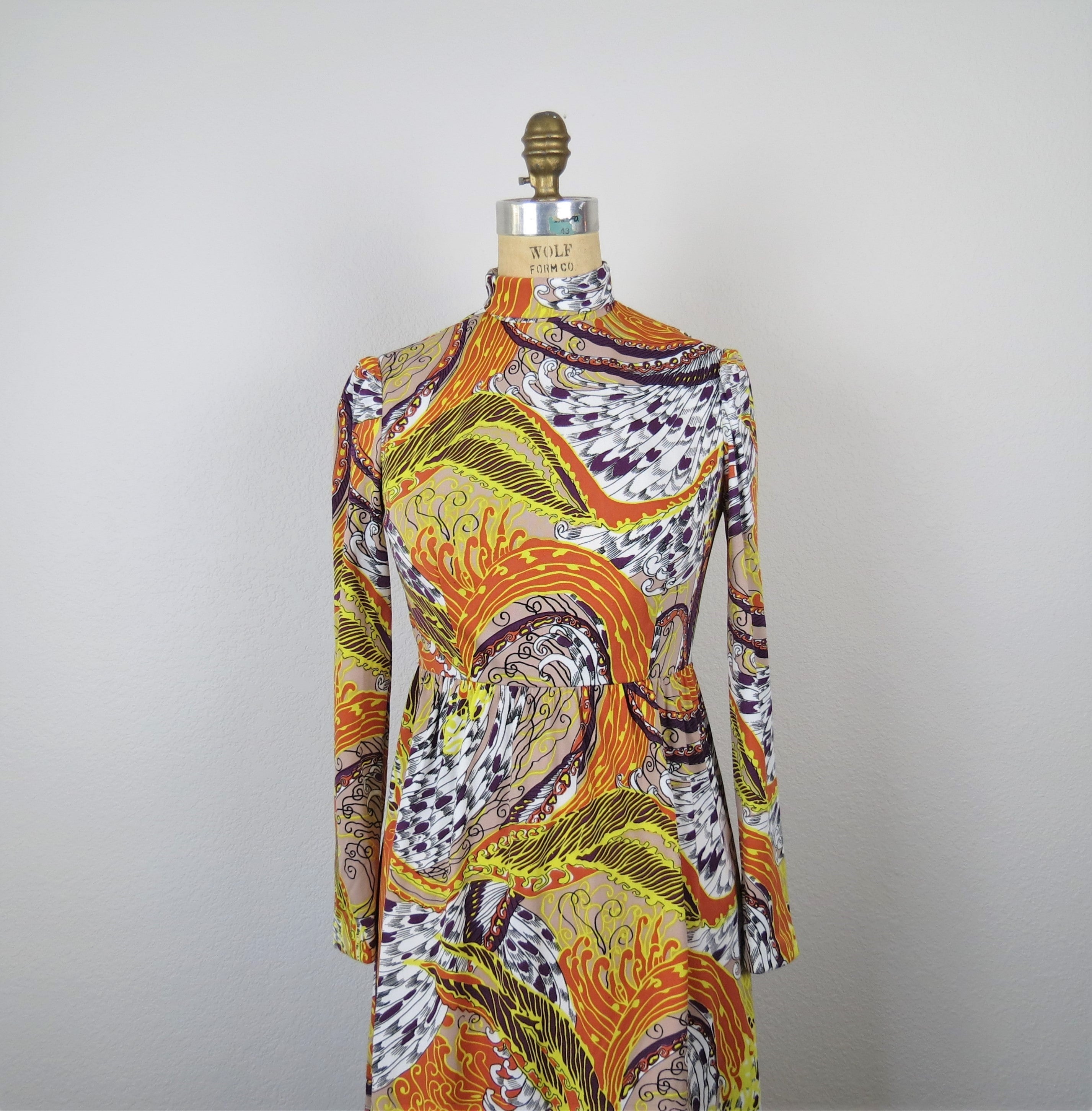Vintage 70s Mod Dress Psychedelic Abstract Mini Jersey | Shop THRILLING