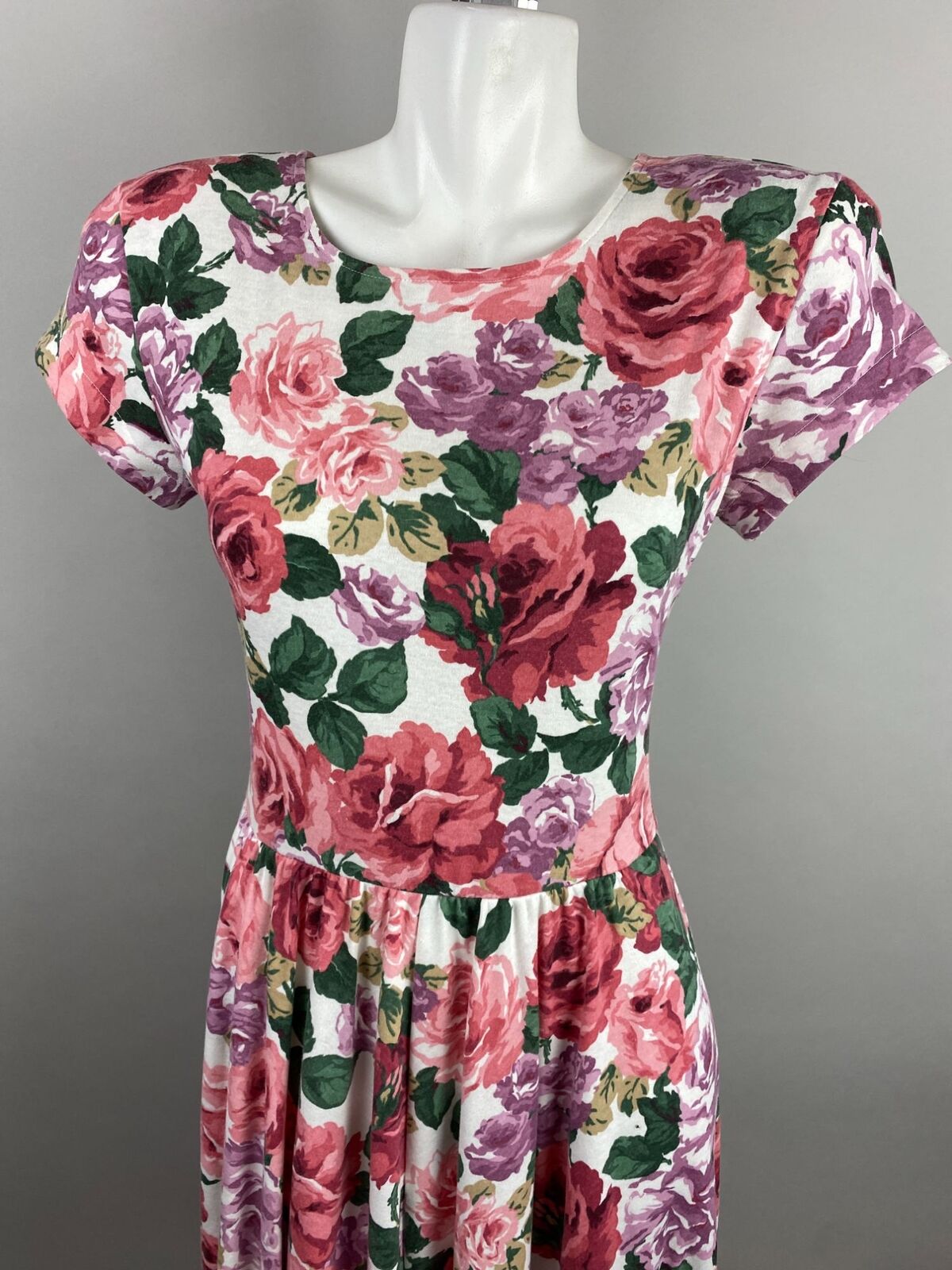 Vintage 90s Pink Rose Garden Party Floral Print Sun Dress By Carol ...