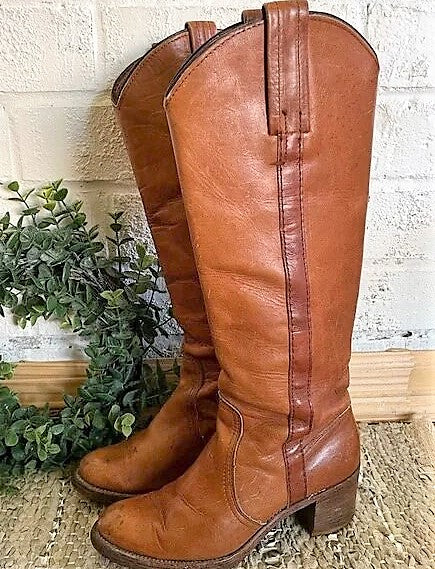 70s Rare Frye Black Label Tall Campus Cowgirl Boots By Vintage Frye Bl ...