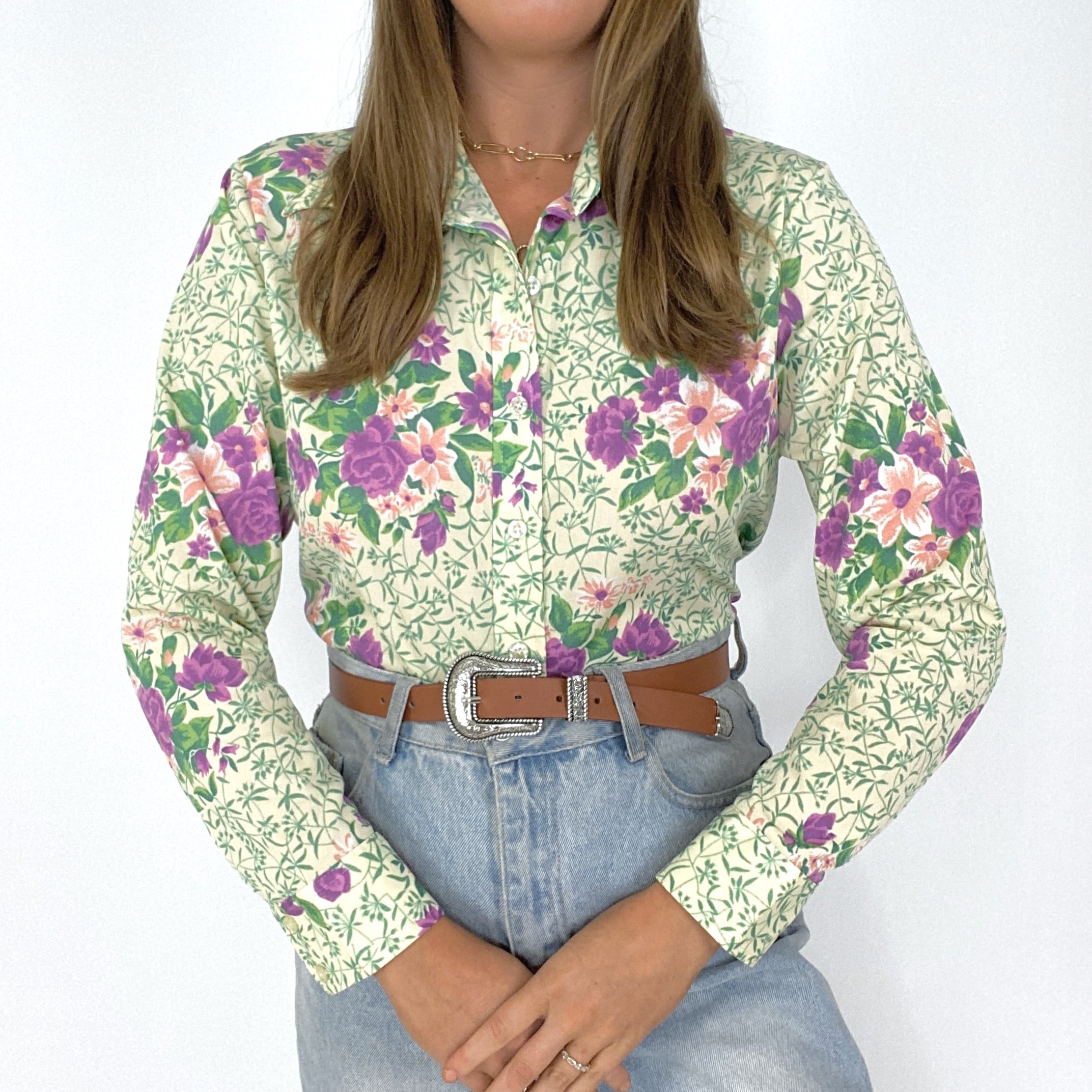 Vintage 70s Botanical Floral Button Down Blouse | Shop THRILLING