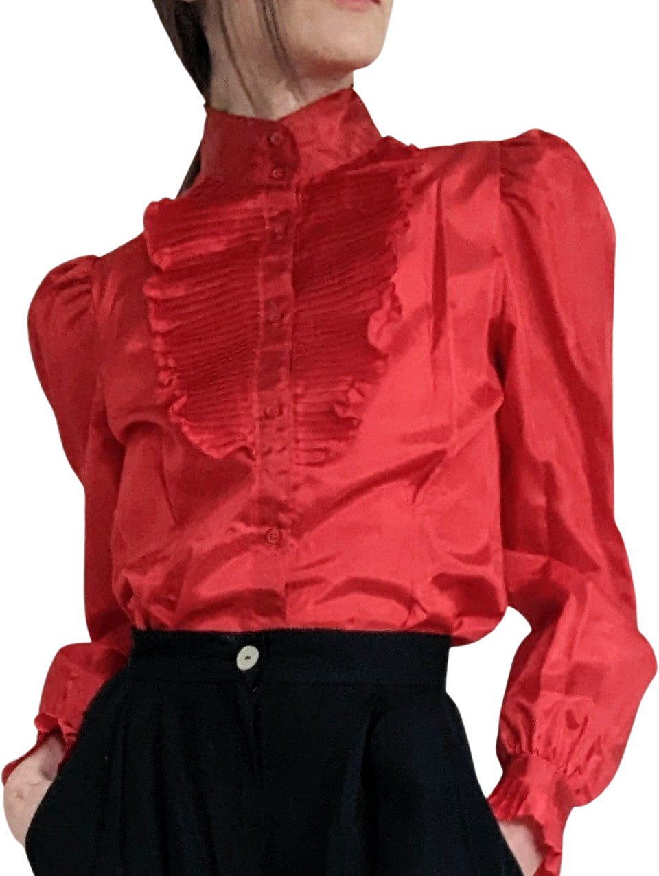 Vintage 90s Victorian Style High Neck Ruffle Blouse By Hunt Club - Jc ...