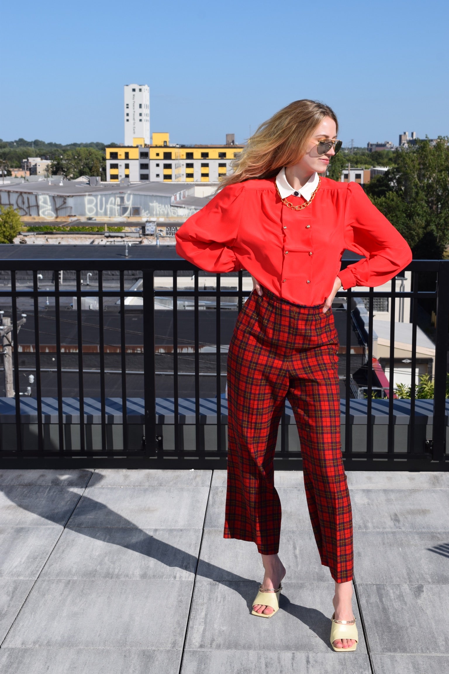 Vintage 80s Cherry Red Blouse With Gold Buttons By St. Michael | Shop ...