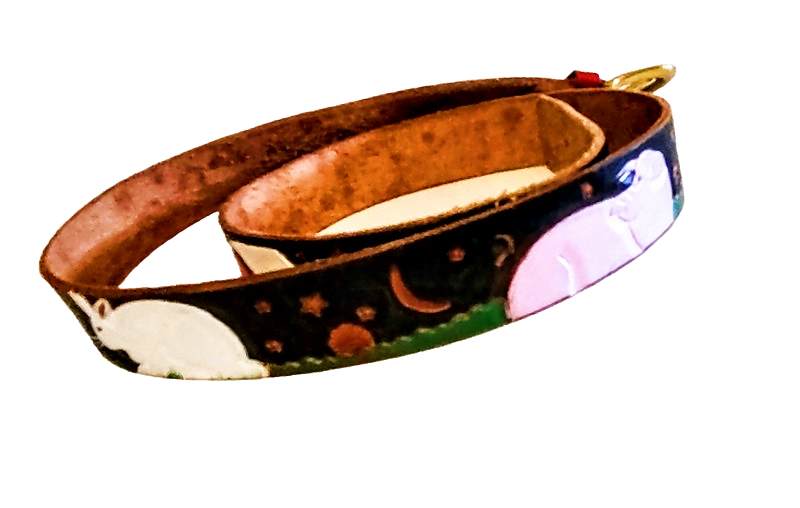 Vintage 70s Black Leather Hand Tooled Farm Animal Scene Belt By Dave ...