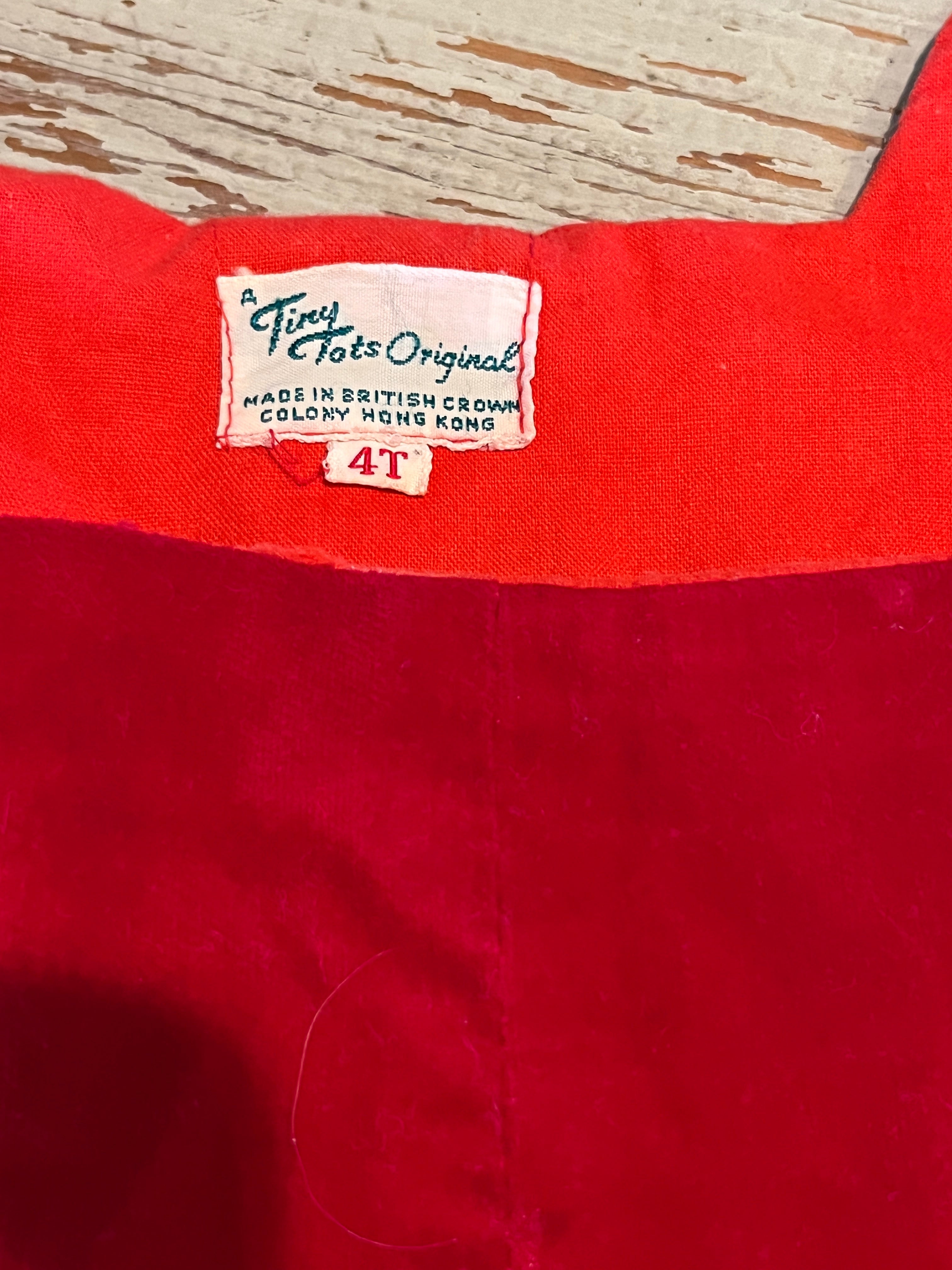 50s/60s Vintage Red Velvet Shortalls Christmas Picture By Tiny Tots Or ...