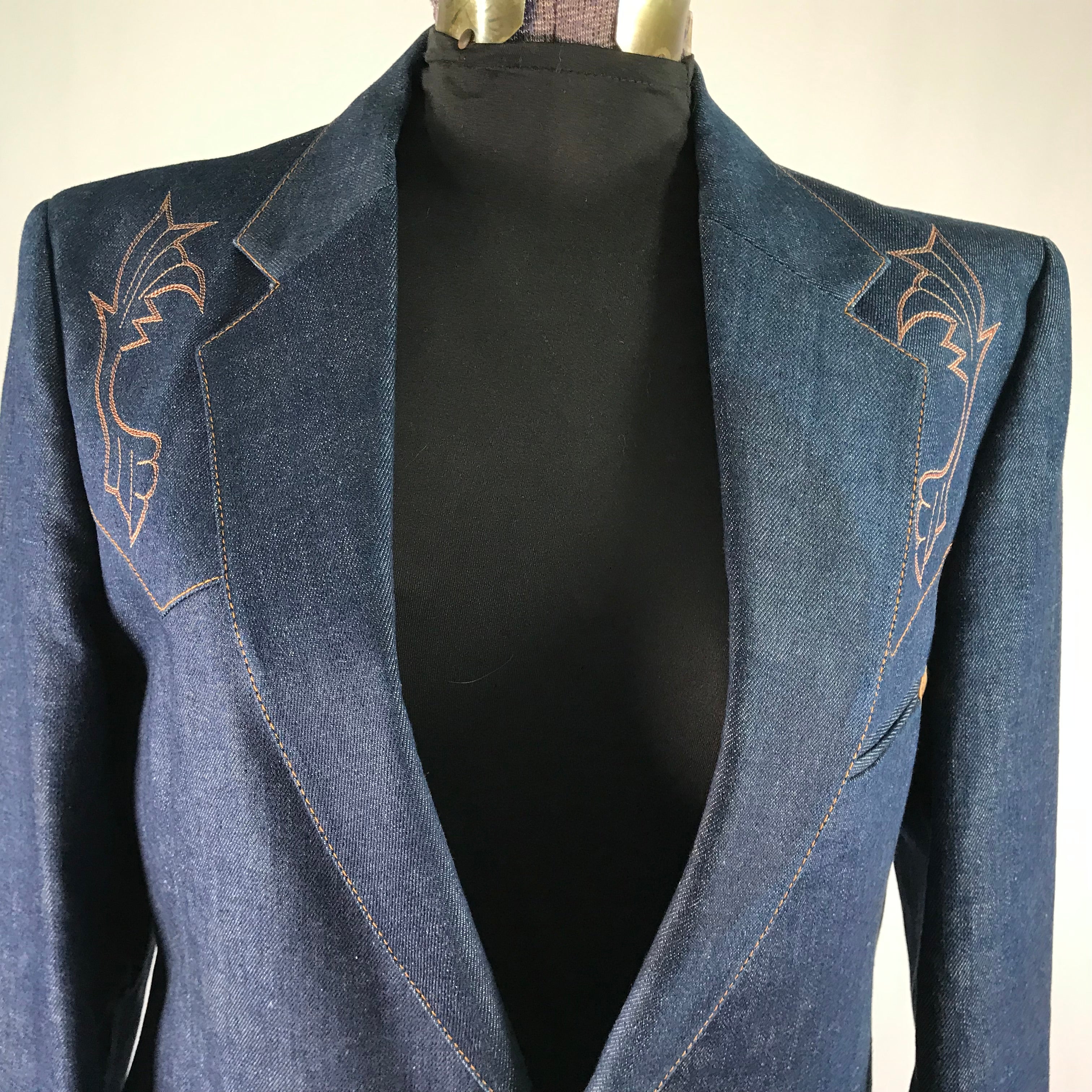 Vintage 70s/80s Blue Denim Western Cut Blazer By Larry Mahan’s Cowboy ...