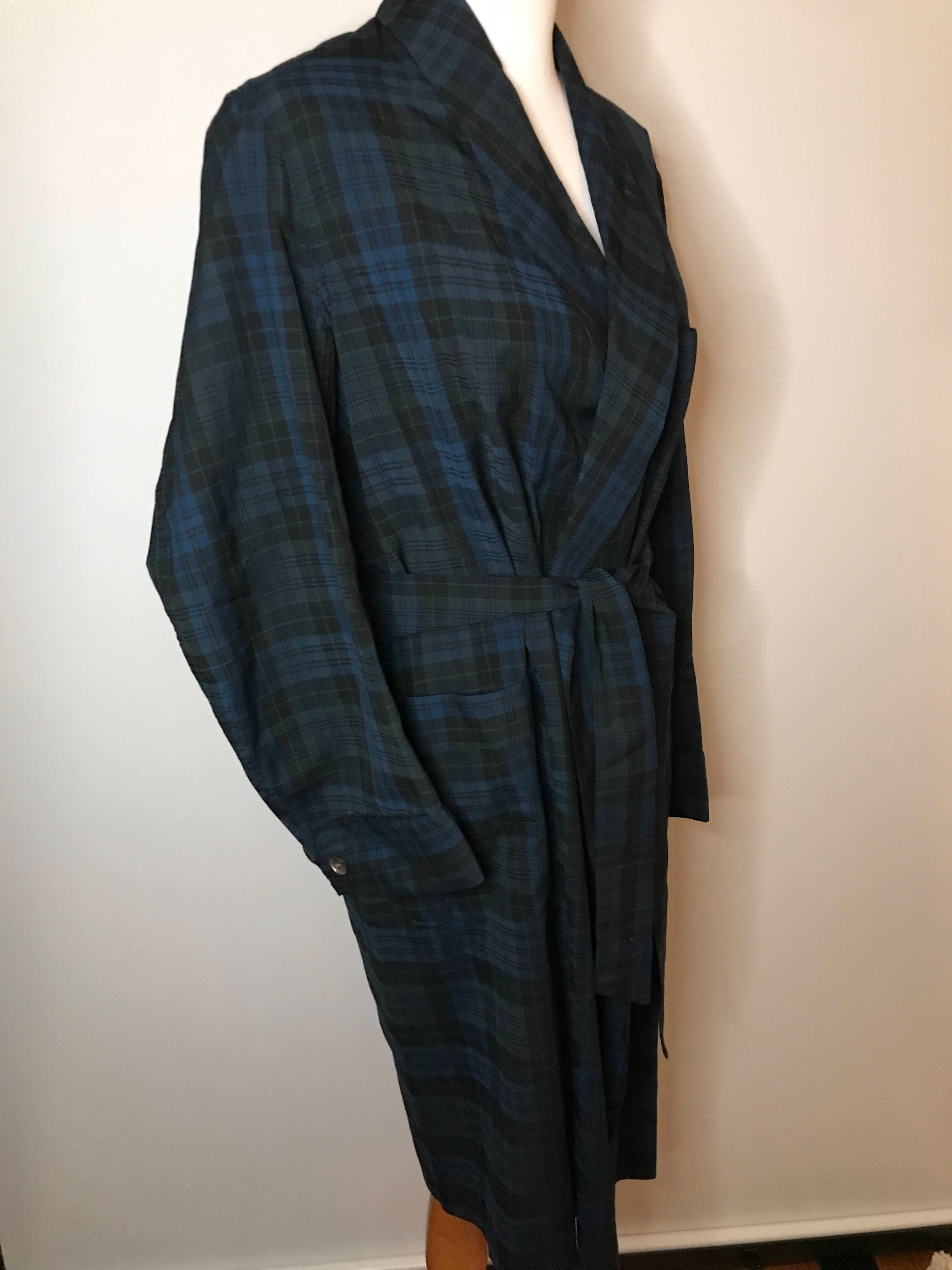 Vintage 50s/60s Blue Green Tartan Plaid Men's Long Wool Robe By ...