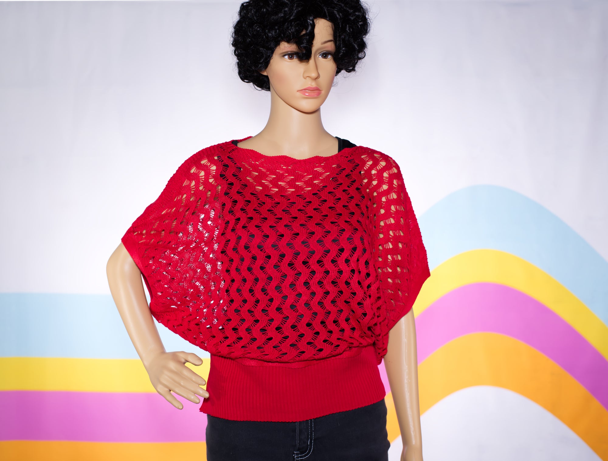 Vintage 80s Red Batwinged Short Sleeved Sweater | Shop THRILLING