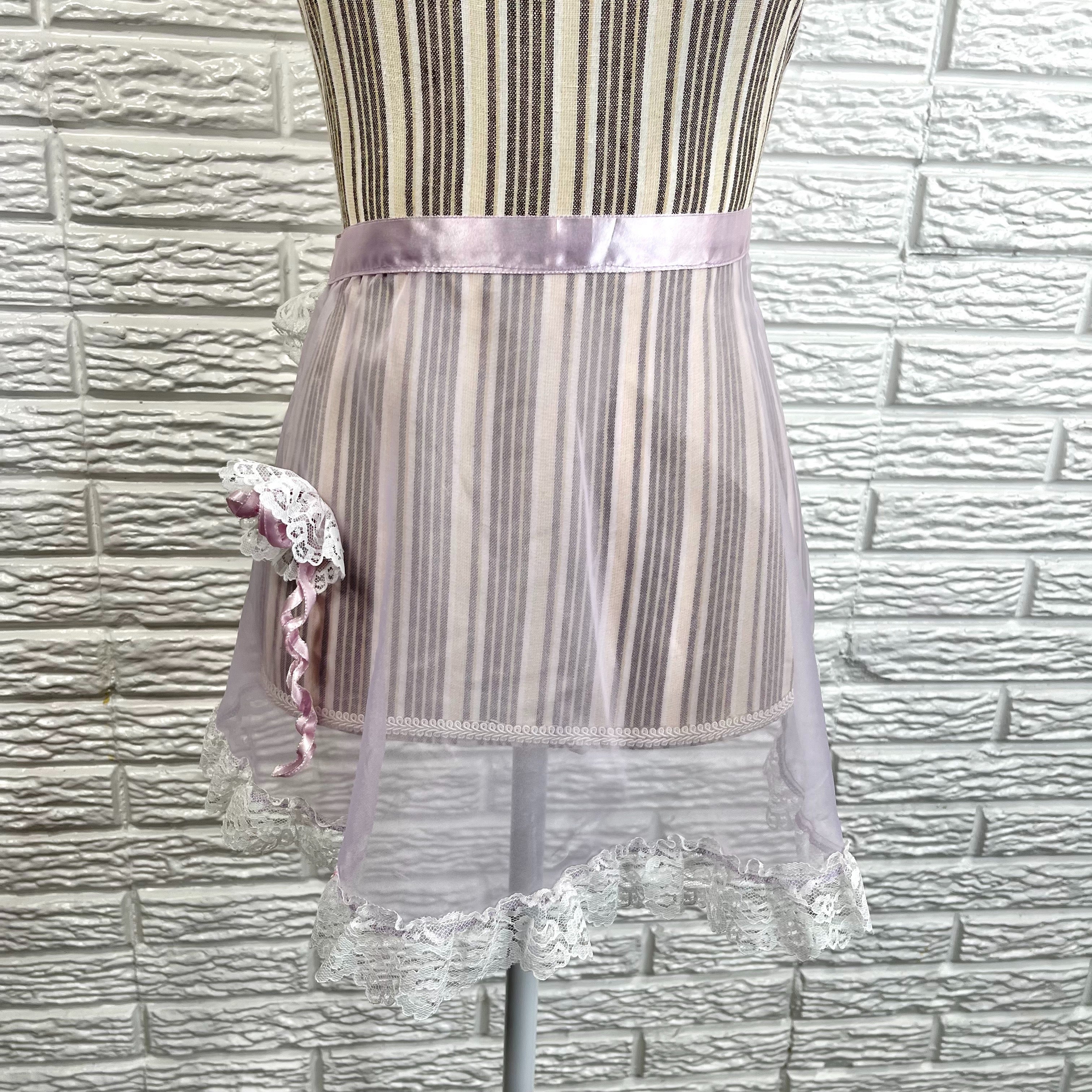 Vintage Sheer Lavender Apron with Lace Trim | Shop THRILLING