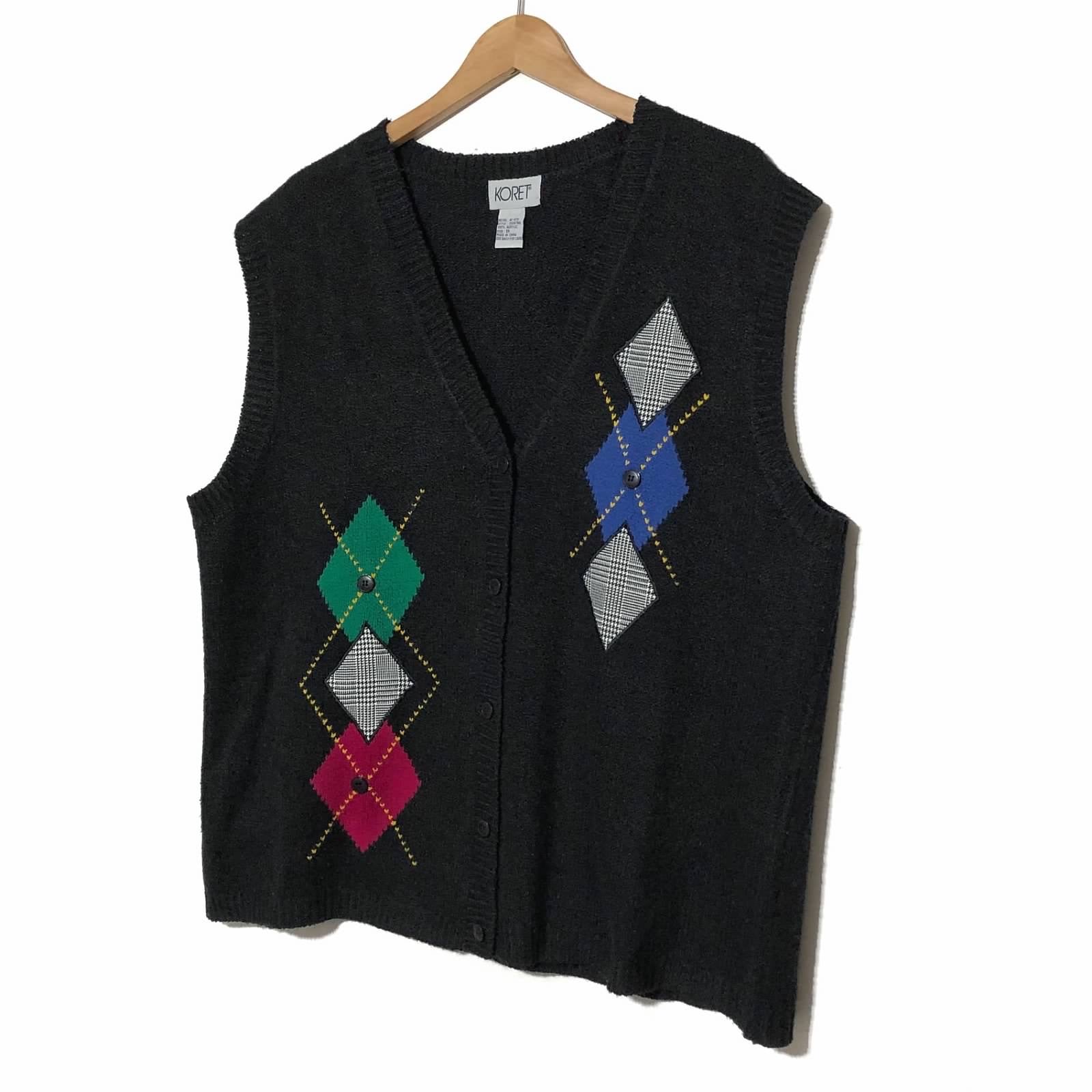 Vintage 90s Argyle Sweater Vest By Koret | Shop THRILLING