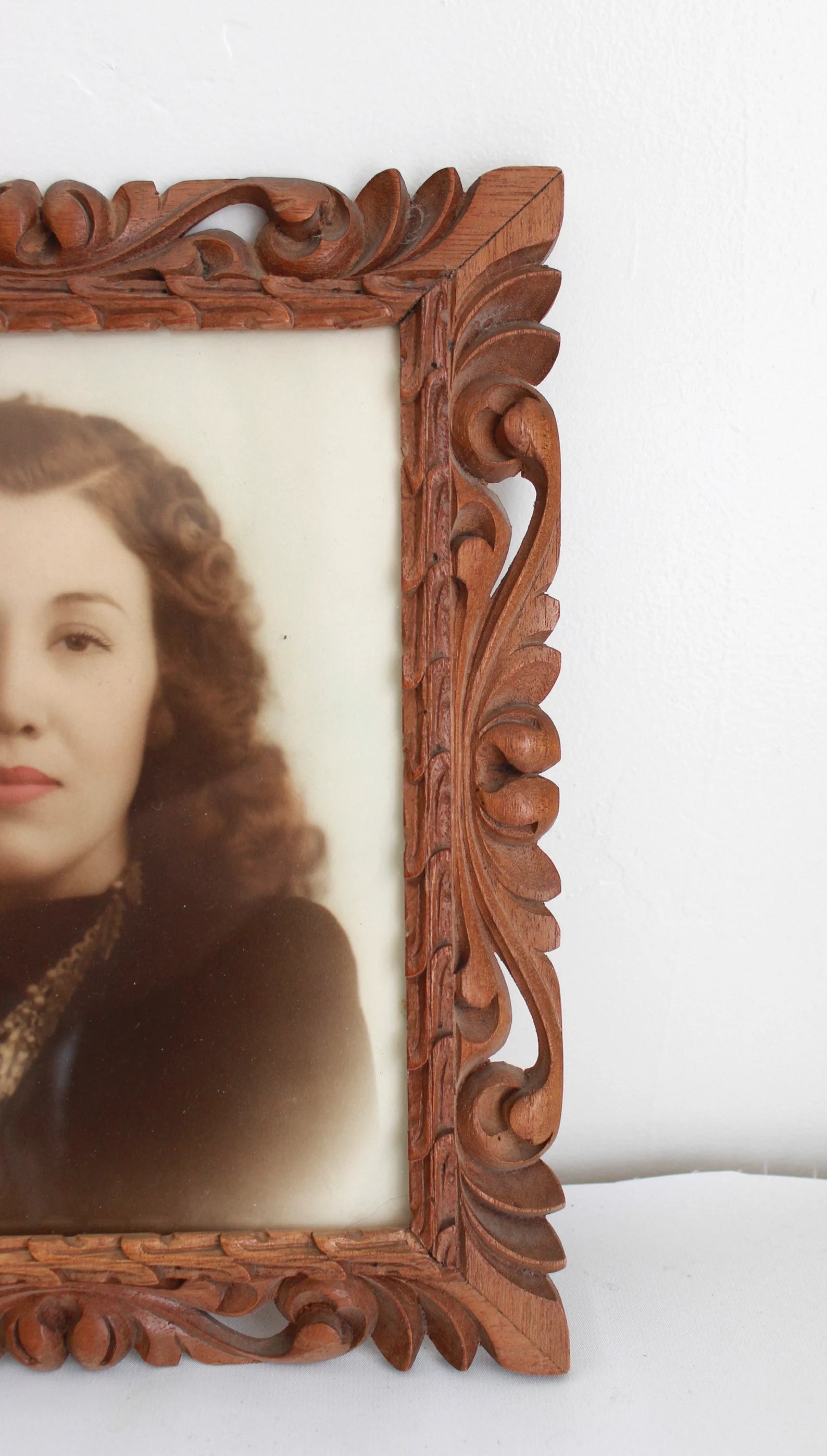 Vintage 40s Carved Wooden Picture Frame With Original Photo | Shop ...