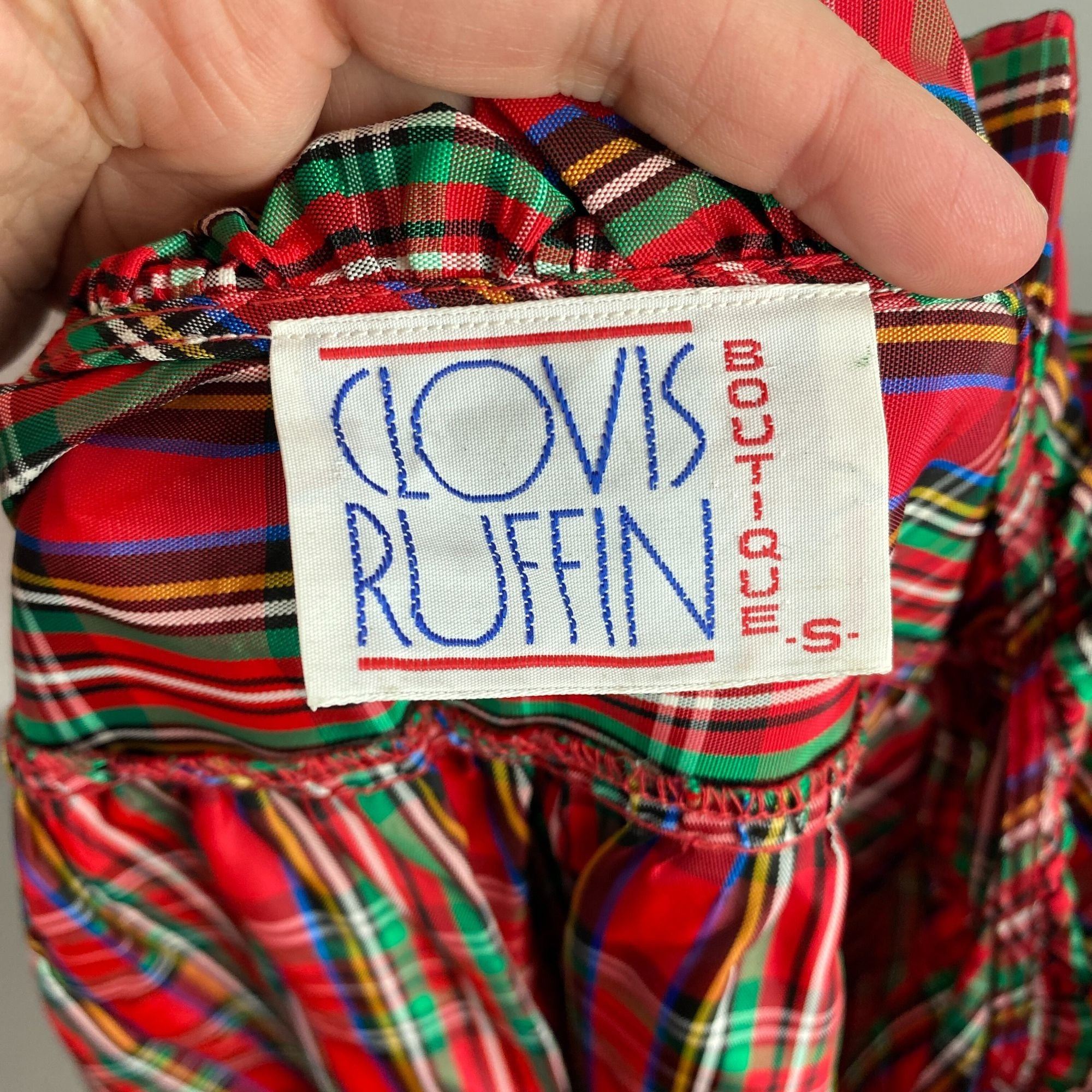 Vintage 70s Red Green Holiday Plaid Ruffle Neck Wrap Dress By Clovis ...