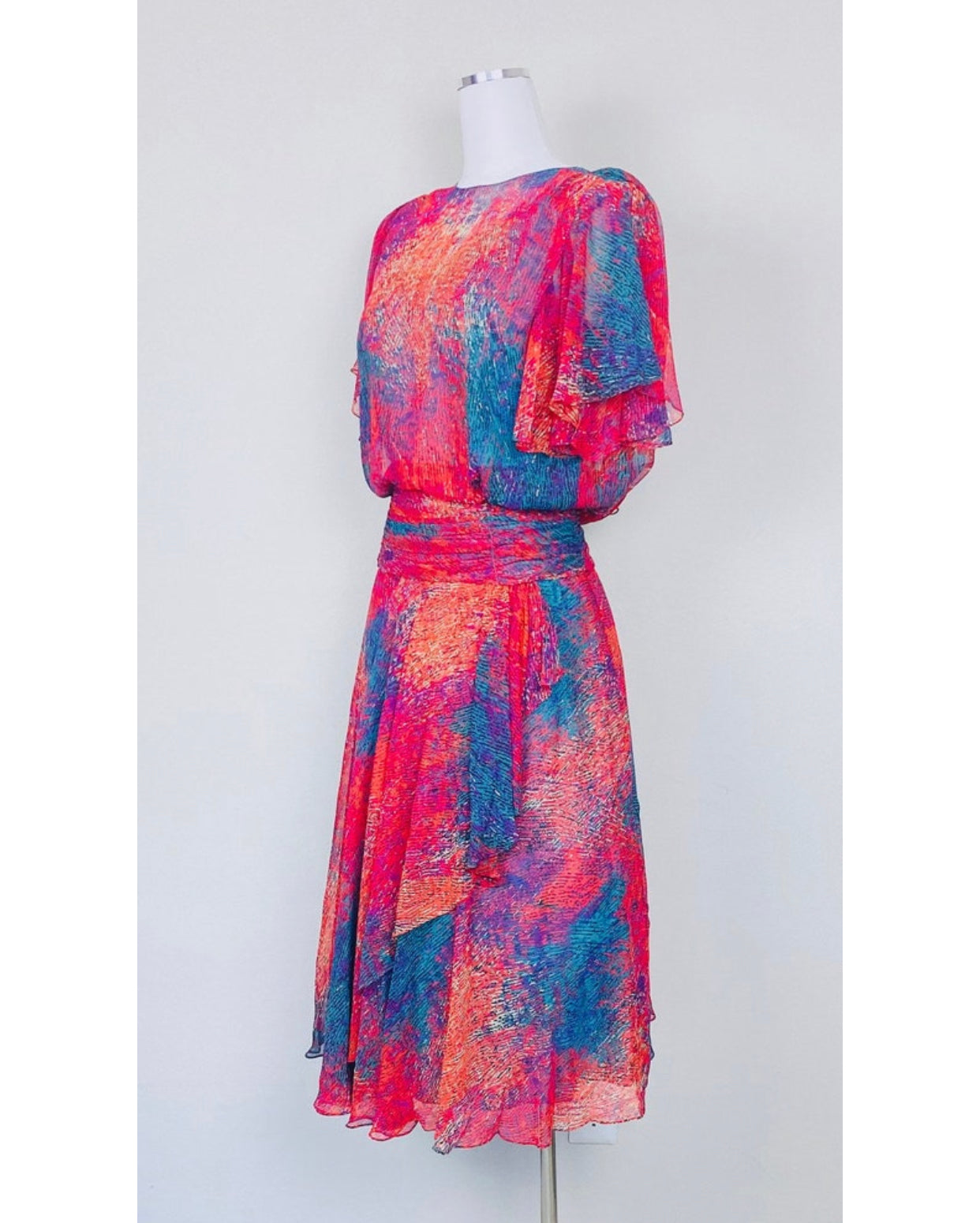 Vintage 80s 80s Miss Elliette Flutter Sleeve Disco Dress By Miss ...