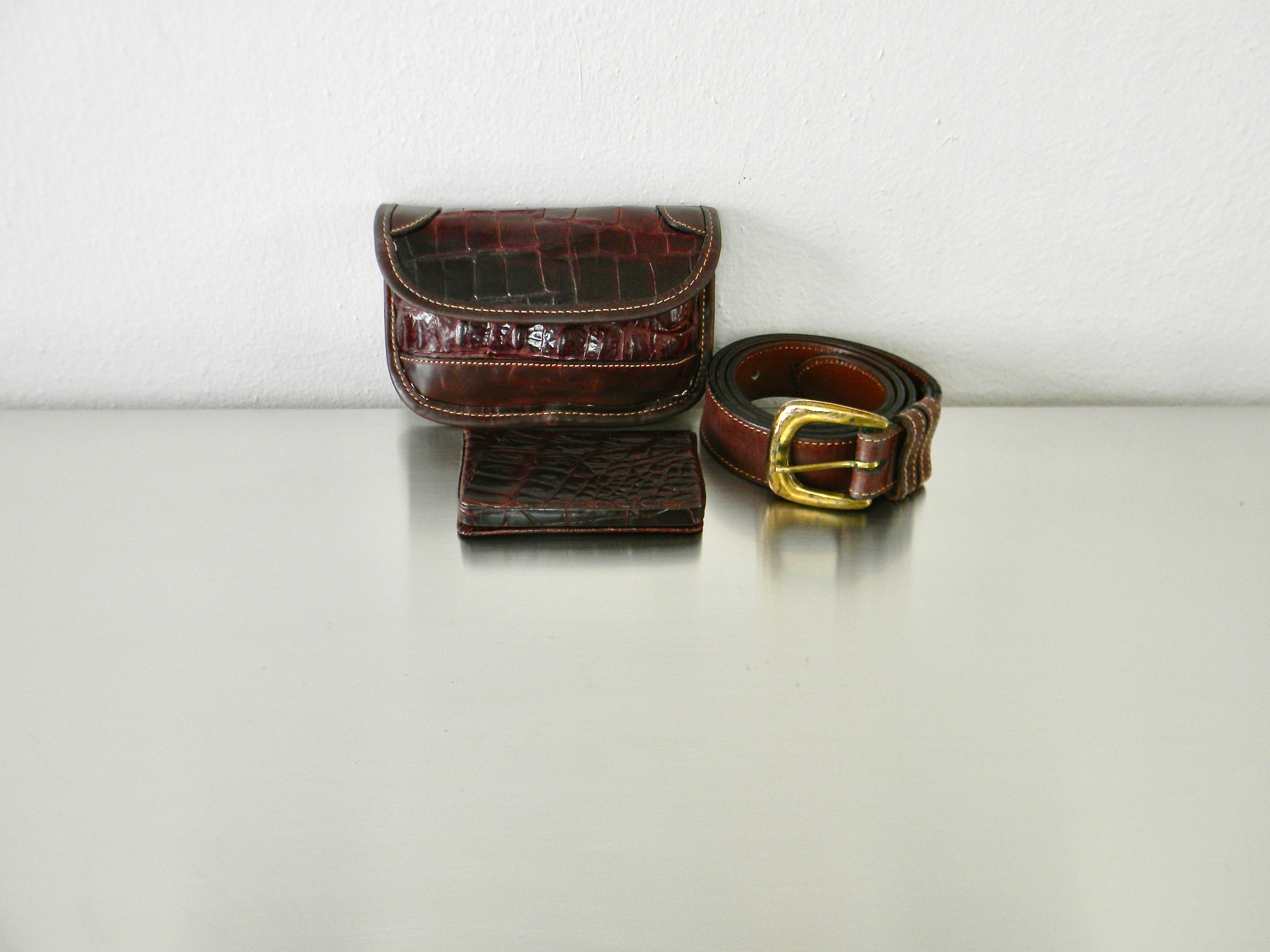 Vintage 80s Mock Crock Embossed Belt Bag Belt And Card Case By Joan ...