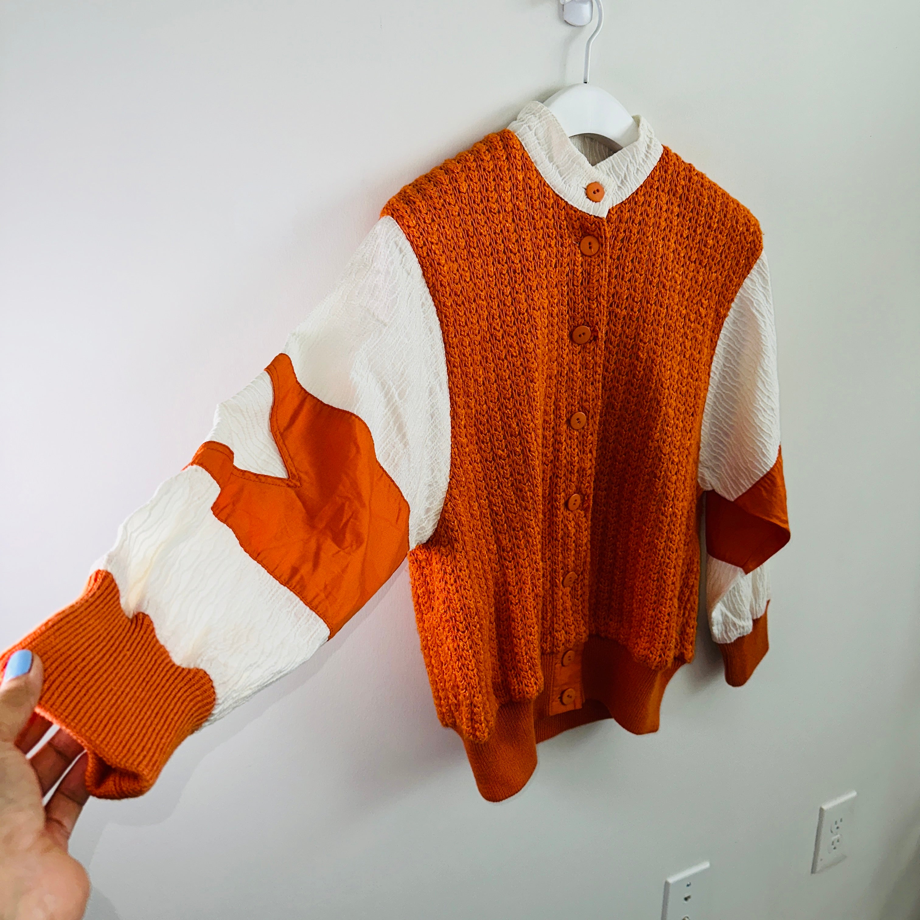 Vintage 80s/90s Knit Sweater And Cotton Contrasting Bomber Jacket By ...