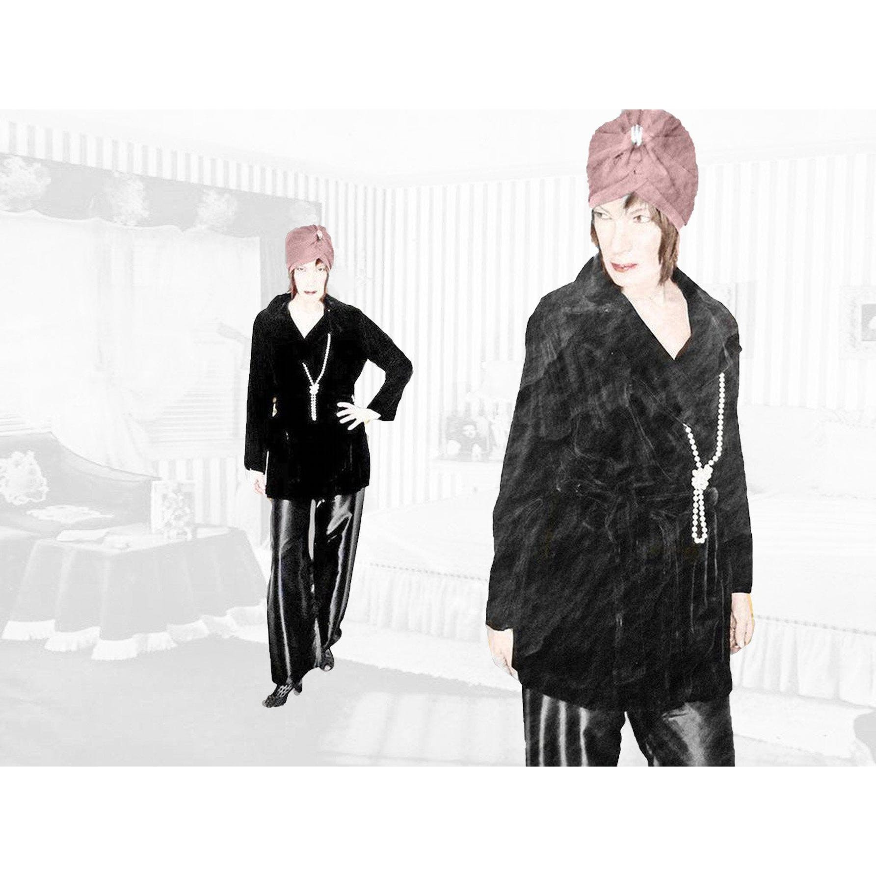 Vintage 60s Black Velvet Long Formal Wrap Jacket 40s Style By Marilyn ...