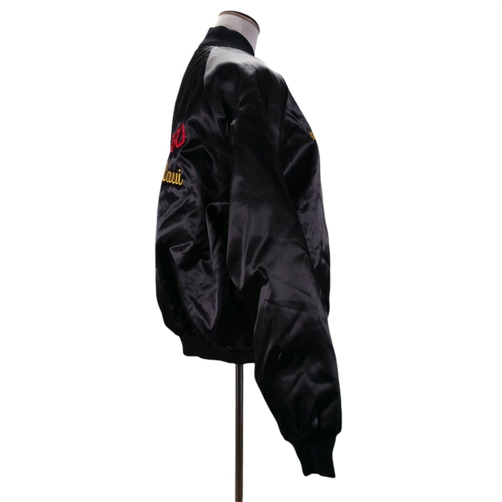 Vintage 80s Black Nylon Satin Work Bomber Jacket Rene Maui By West Ark ...