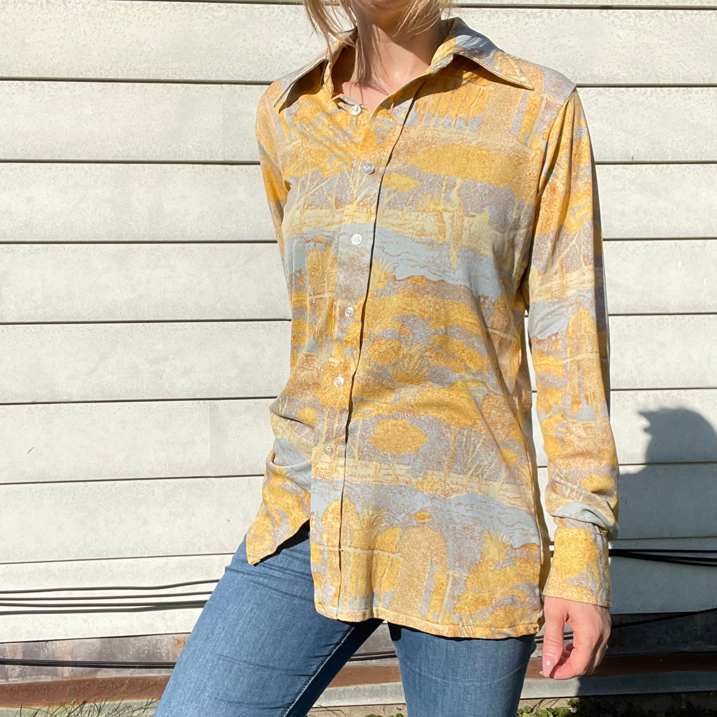 70s Vintage Button Down Nylon Shirt | Christopher Rand By Christopher ...