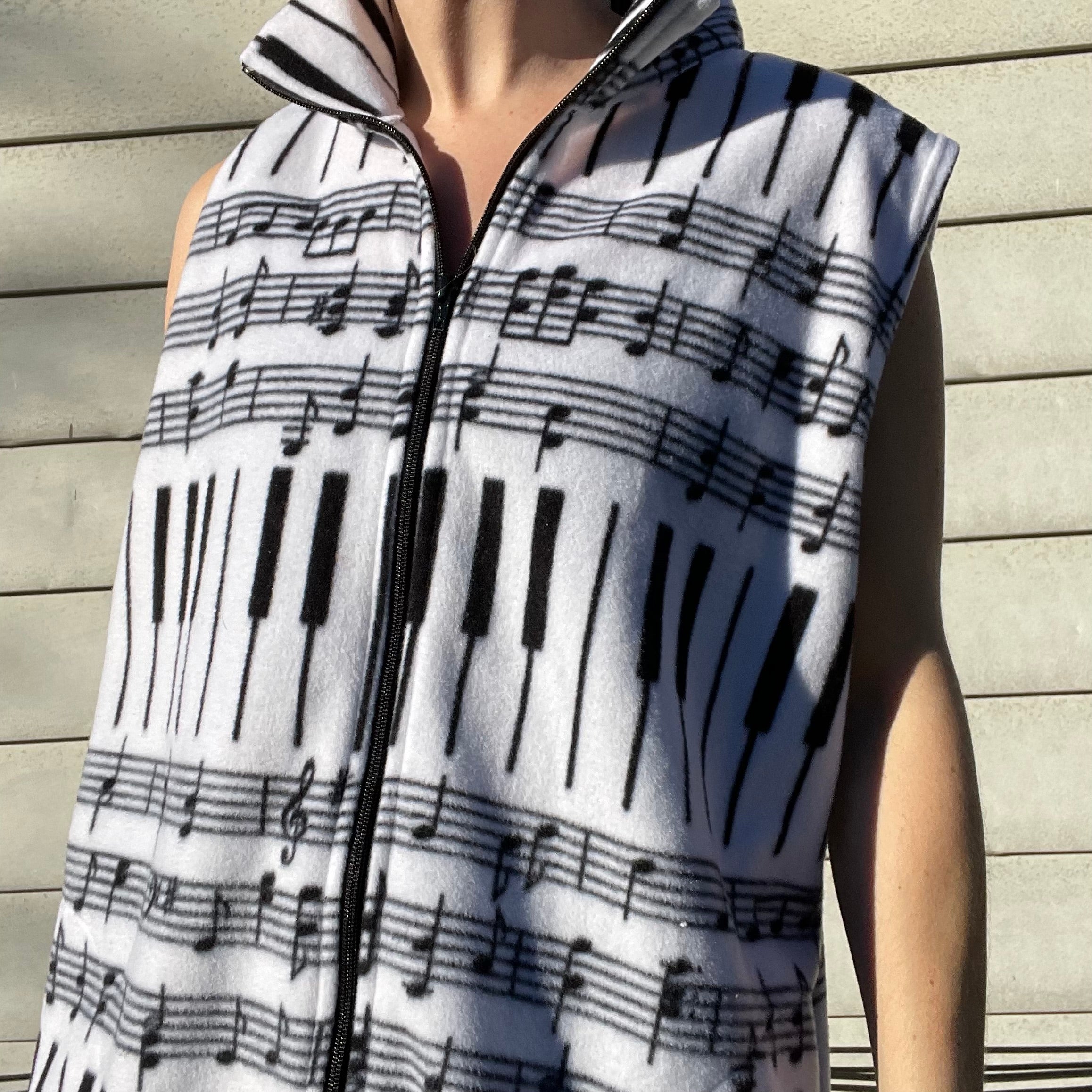 Vintage 90s/00s Piano Zip Up Felt Vest With Pockets By Pfi | Shop THRILLING