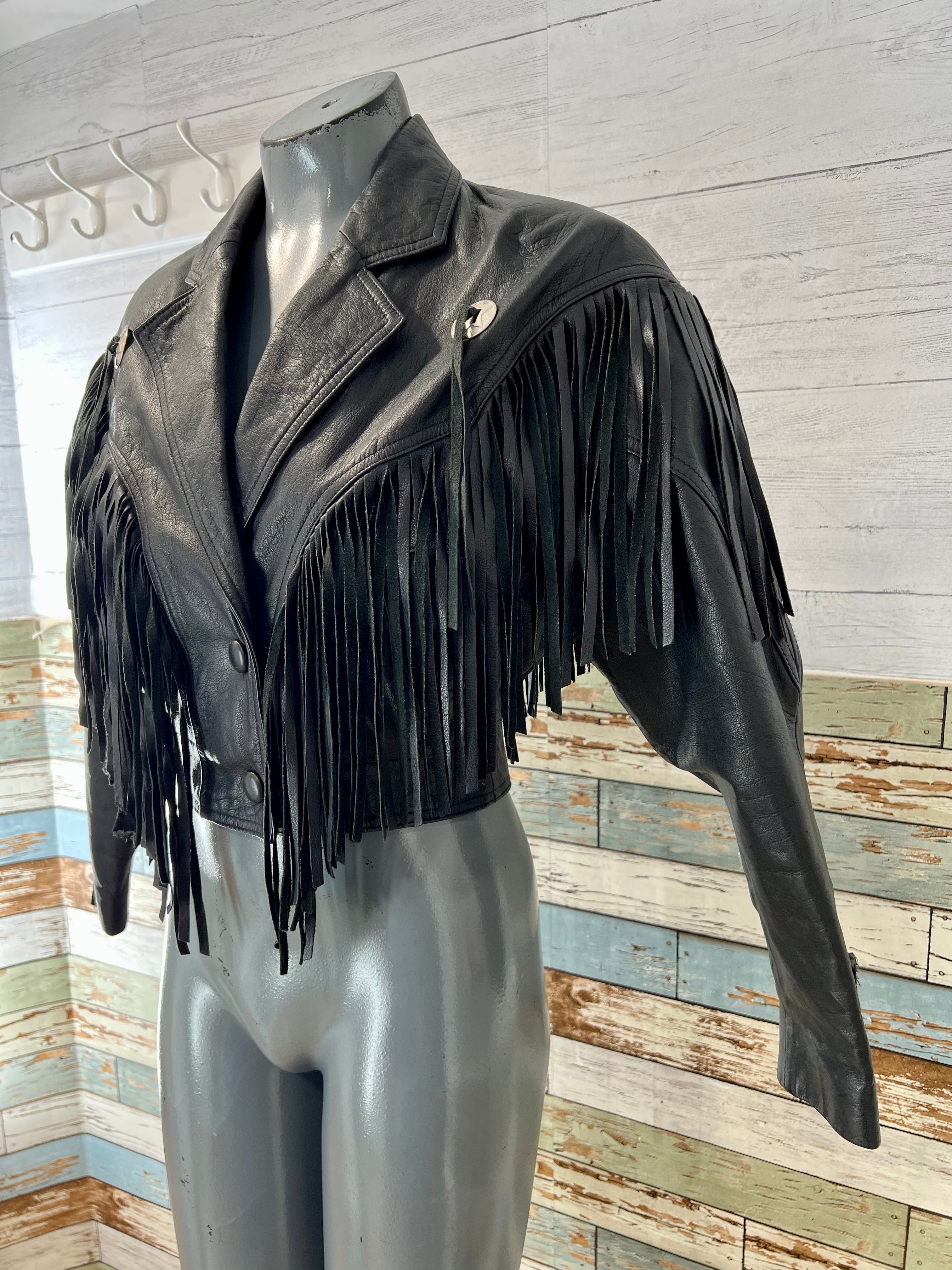 Vintage 80s Crop Fringe Leather Jacket By Chia | Shop THRILLING