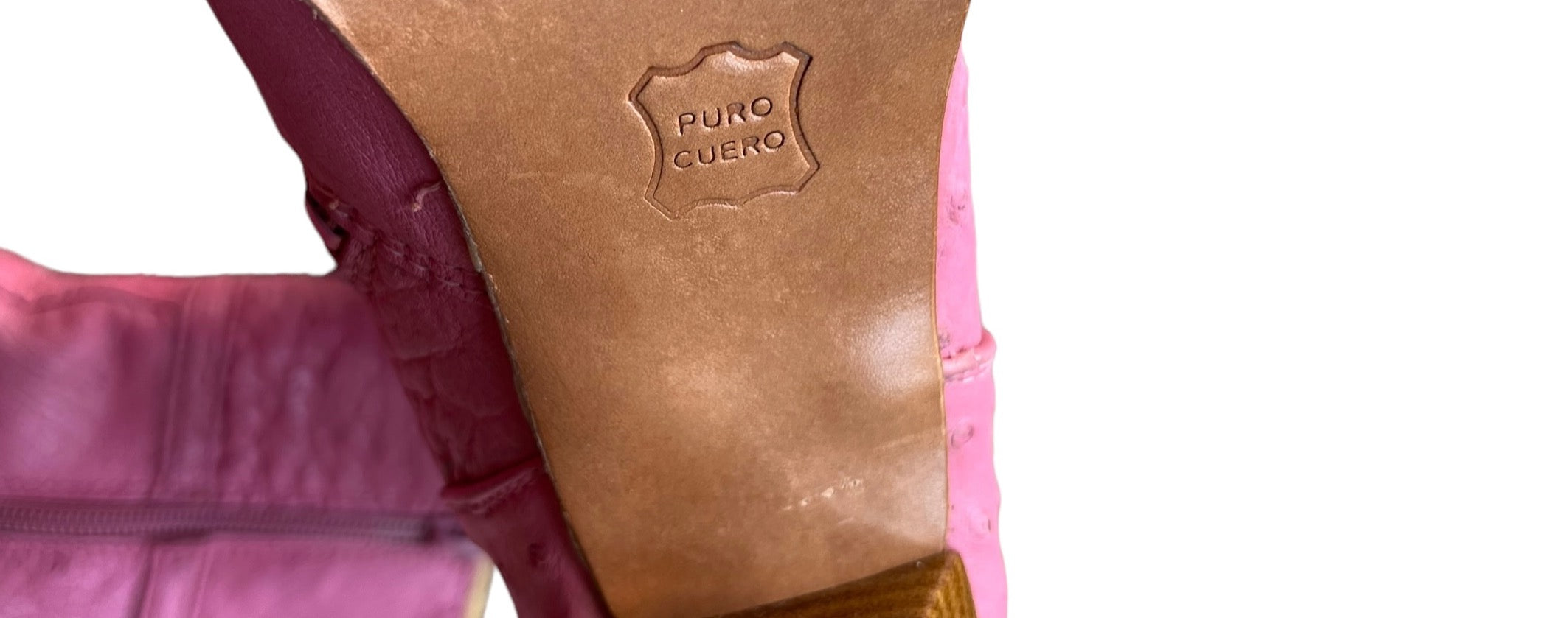 Vintage 90s/00s Pink Ostrich Leather Stiletto Ankle Boots by Camila ...