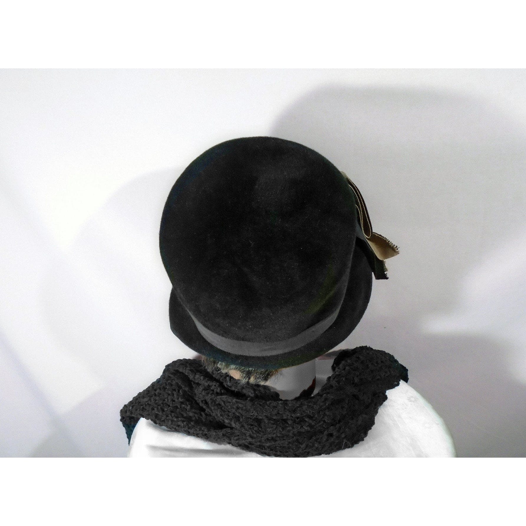 Vintage 30s Black Brown Velour Cloche Hat Fur Felt Fabulous By Deluxe ...